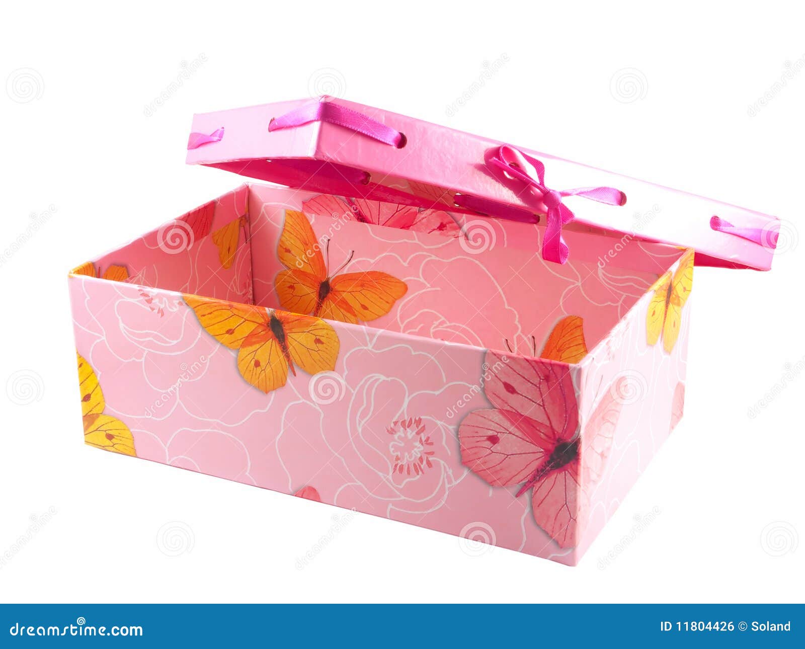 Pink Gift Box and Ribbon Isolated on White Stock Photo - Image of ...