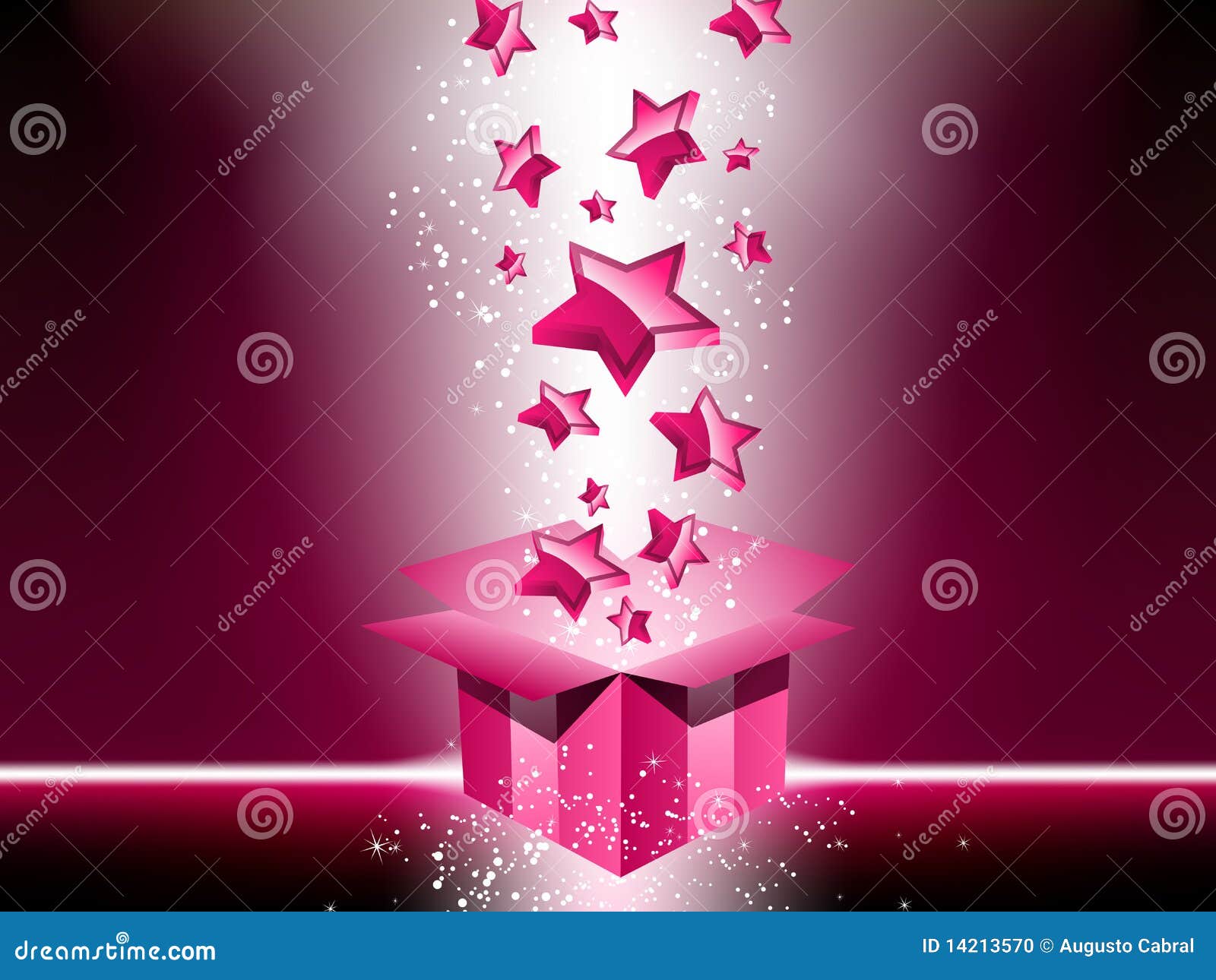 Pink gift box with stars. stock vector. Illustration of shiny - 14213570
