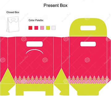 Pink gift box template. stock vector. Illustration of gift - 25421060