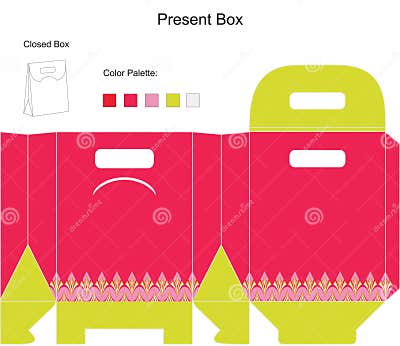 Pink gift box template. stock vector. Illustration of gift - 25421060