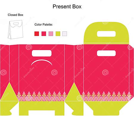 Pink gift box template. stock vector. Illustration of gift - 25421060
