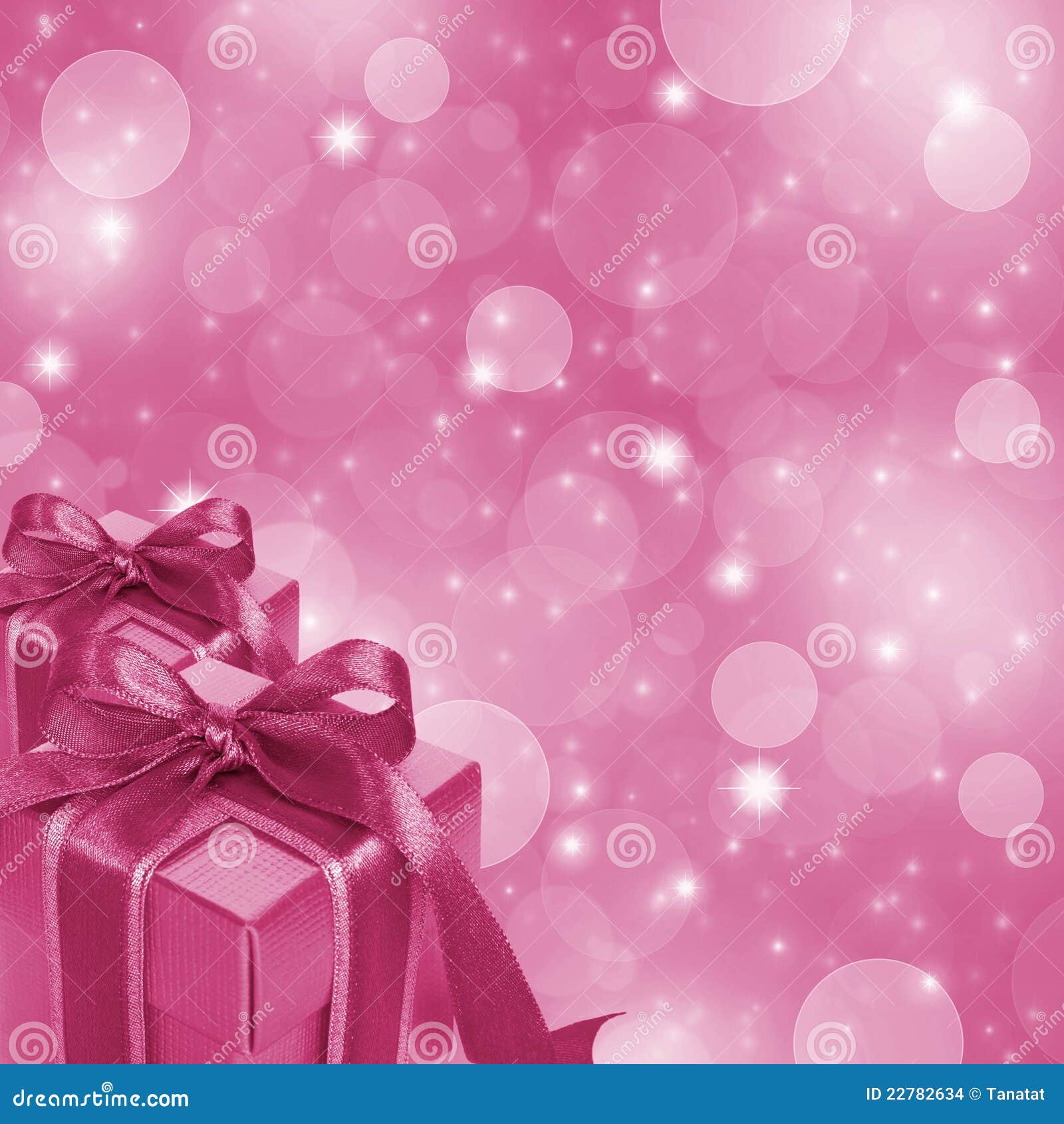 Pink Gift Boxes on Glitter Background Stock Illustration - Illustration ...