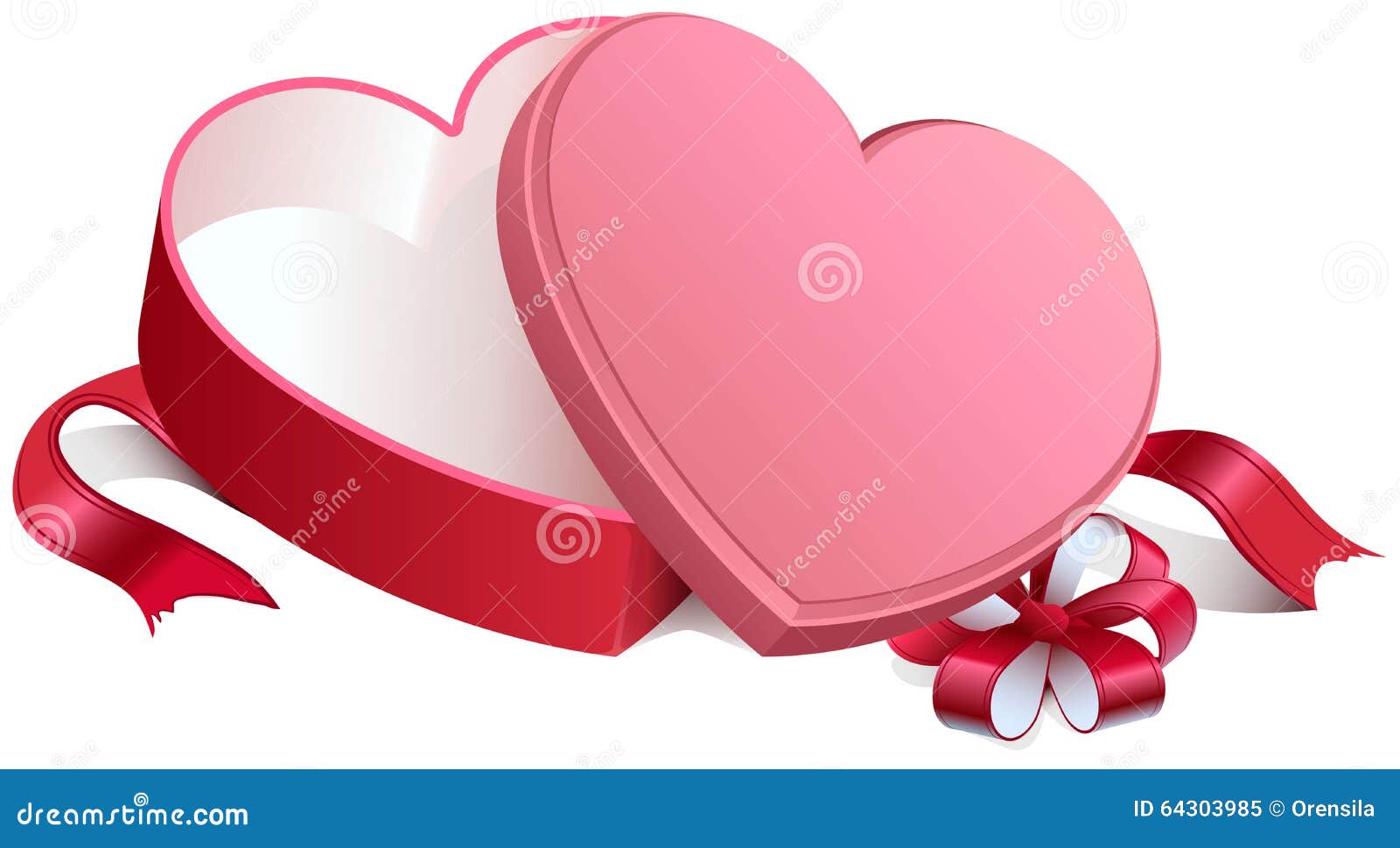 Pink Gift Open Box in Heart Shape. Gift Open Box Tied with Bow Stock ...