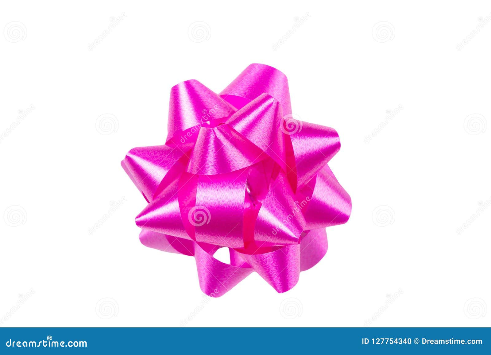 Isolated Pink Gift Wrap Bow Top View on a White Background Stock Photo ...