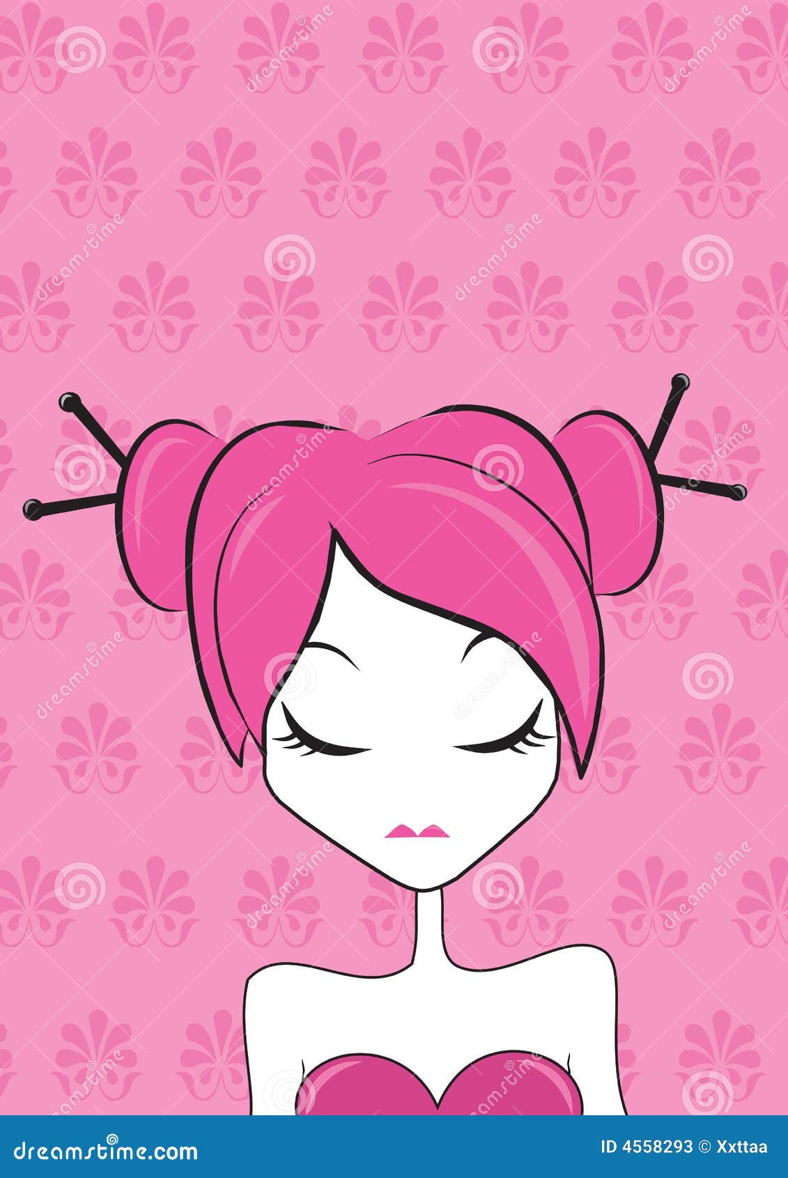 Pink girl stock illustration. Illustration of female, lips - 4558293