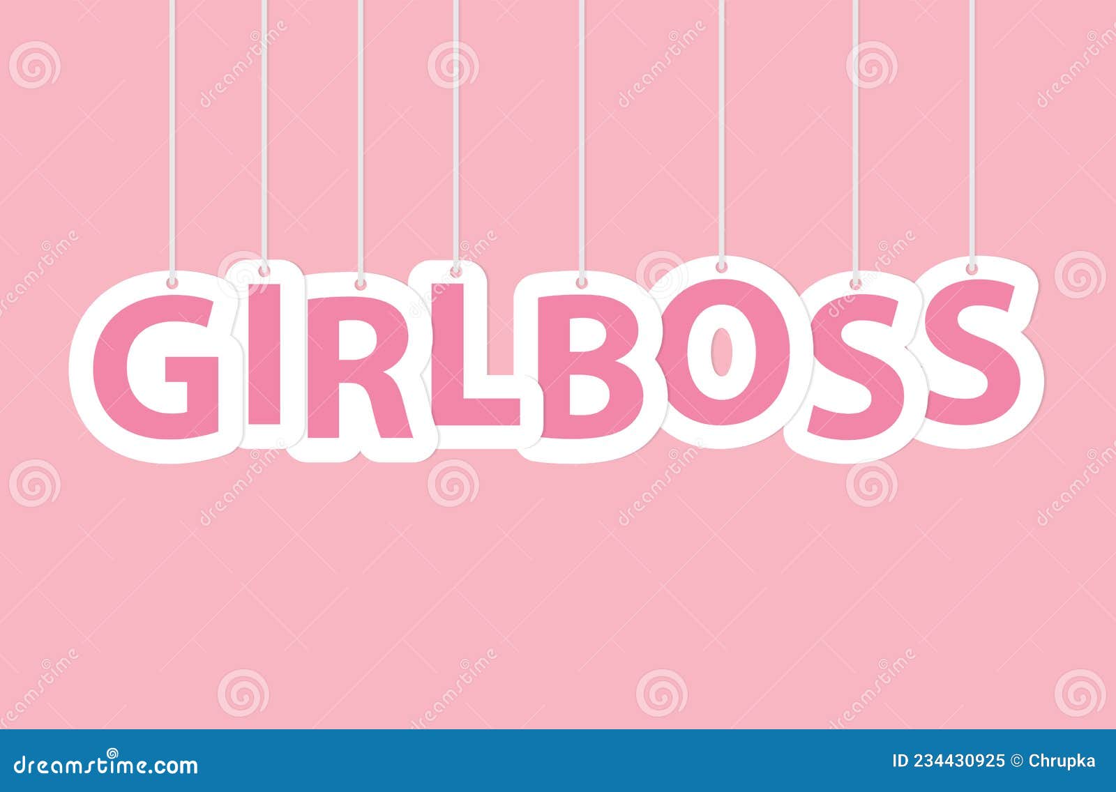 Pink Girlboss Word Hanging on Strings Stock Vector - Illustration of ...