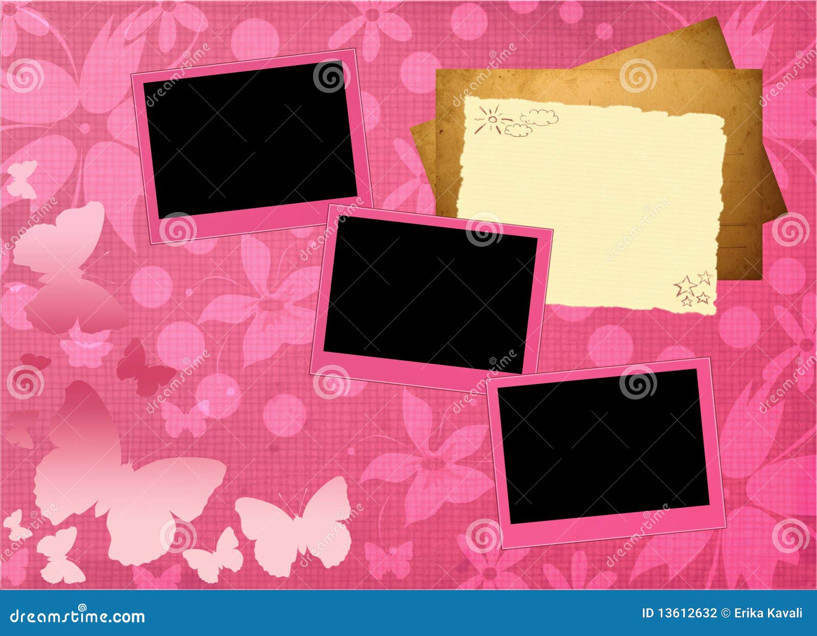 Pink Girly Framework Template Stock Illustration - Illustration of ...
