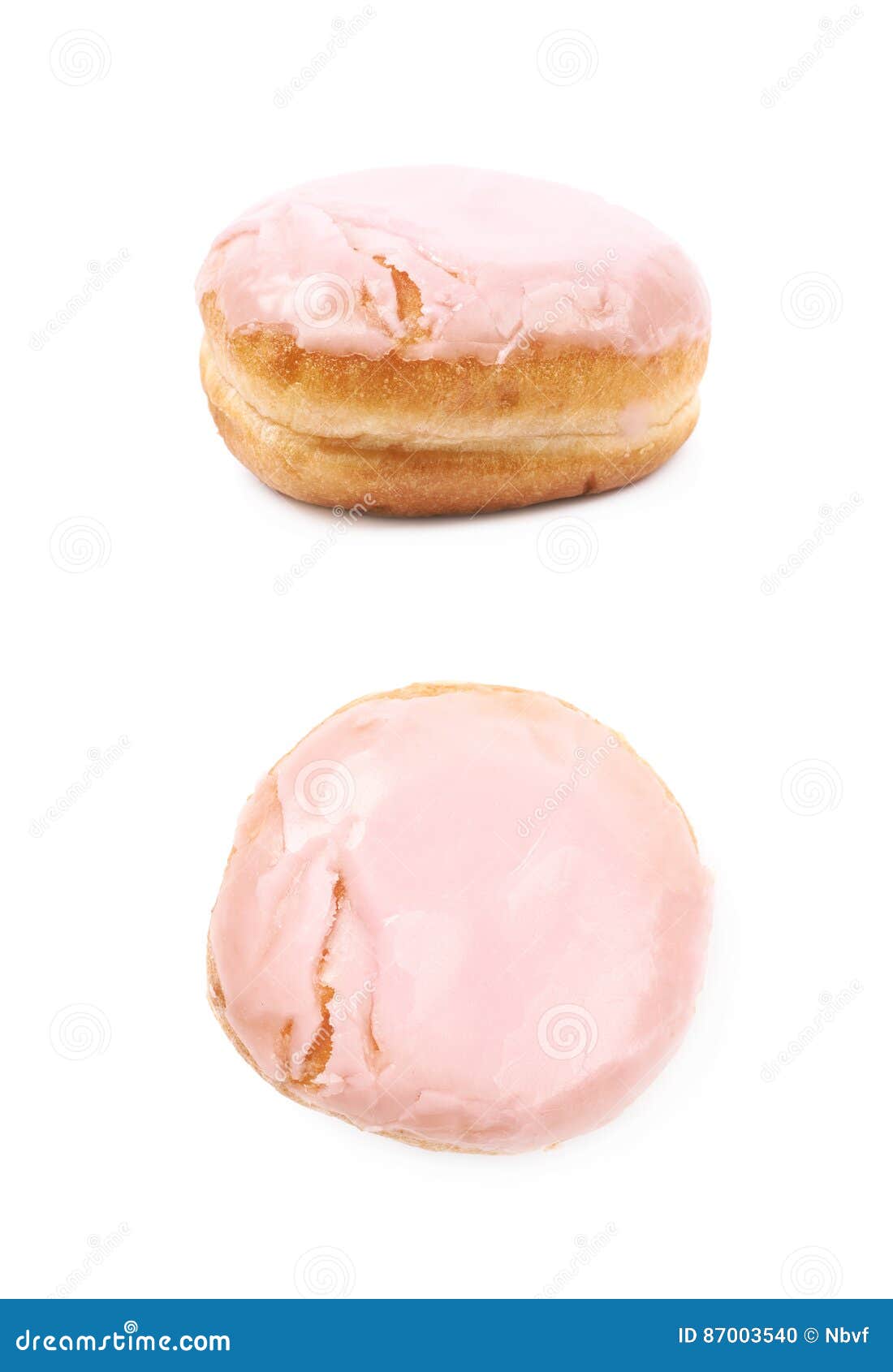 Pink glazed donut isolated stock photo. Image of refreshment - 87003540