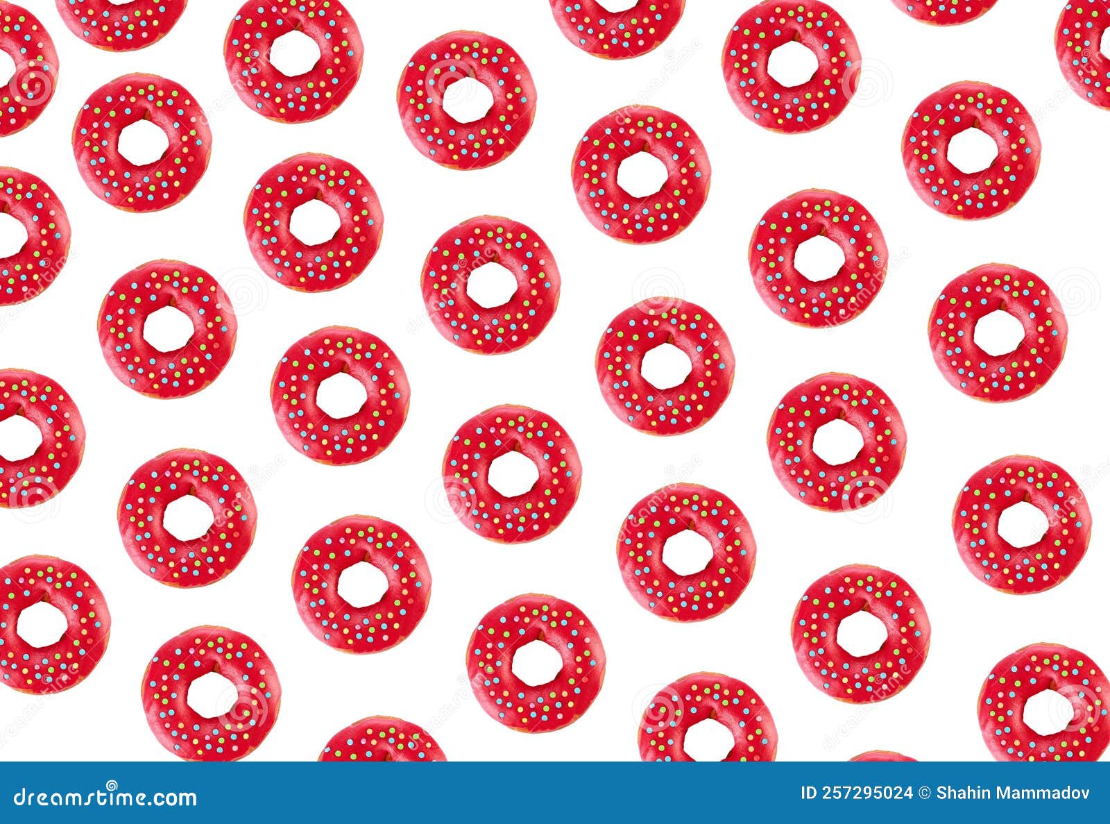 Pink Glazed Donut Pattern on White Pastel Background. Creative Concept ...