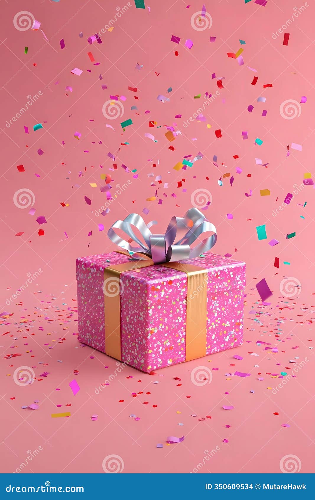 Pink Glitter Gift Box Exploding with Confetti: a Celebration of Joy ...