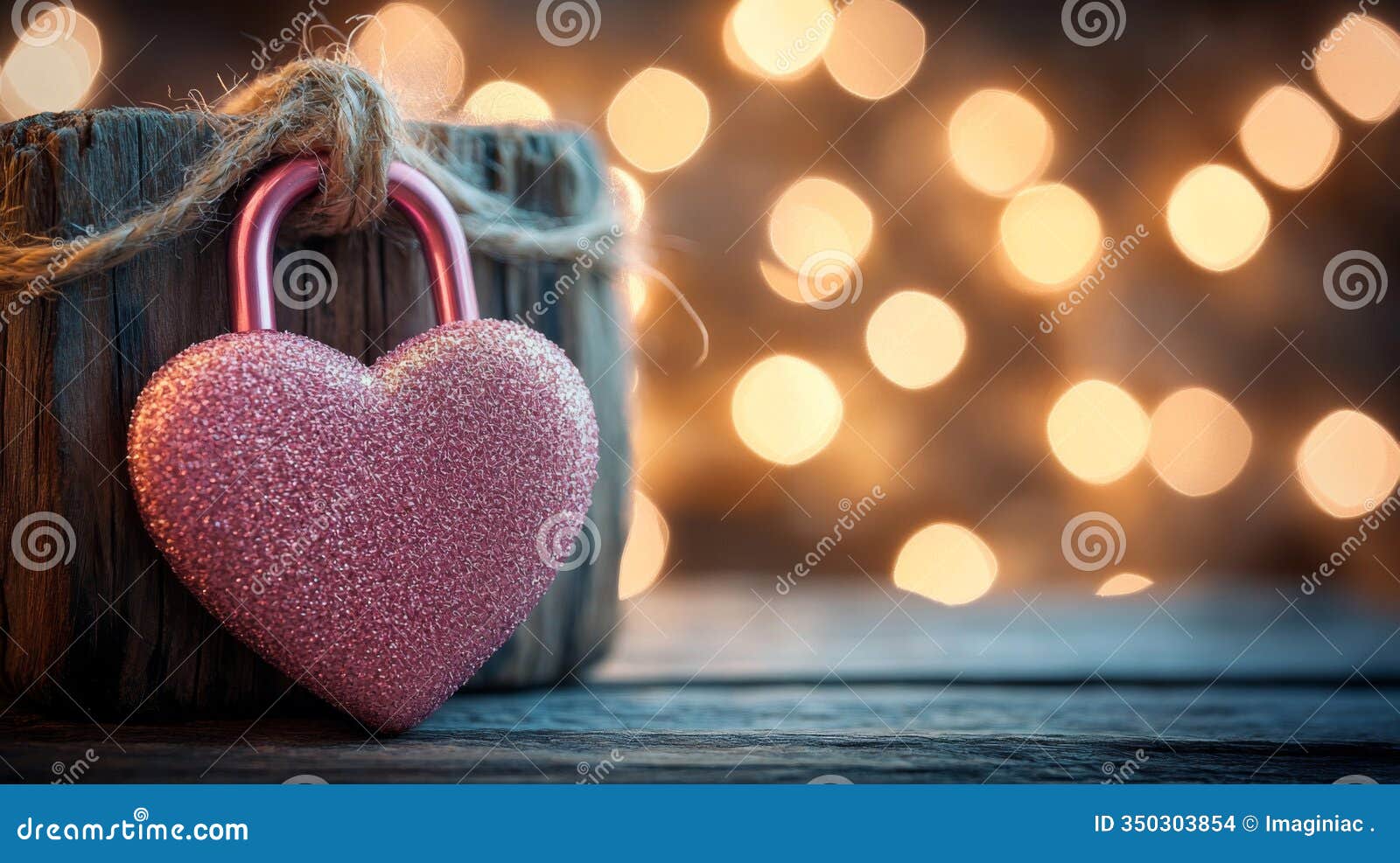 Pink Glitter Heart Lock on Rustic Wood Background Stock Illustration ...