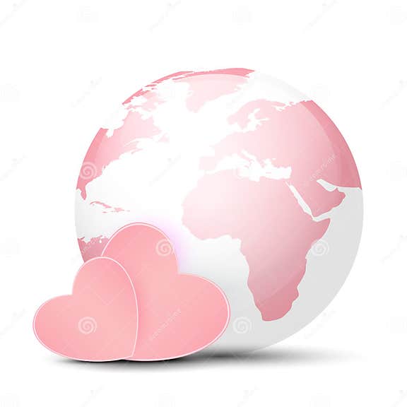 Pink Globe and hearts stock vector. Illustration of ball - 49504289