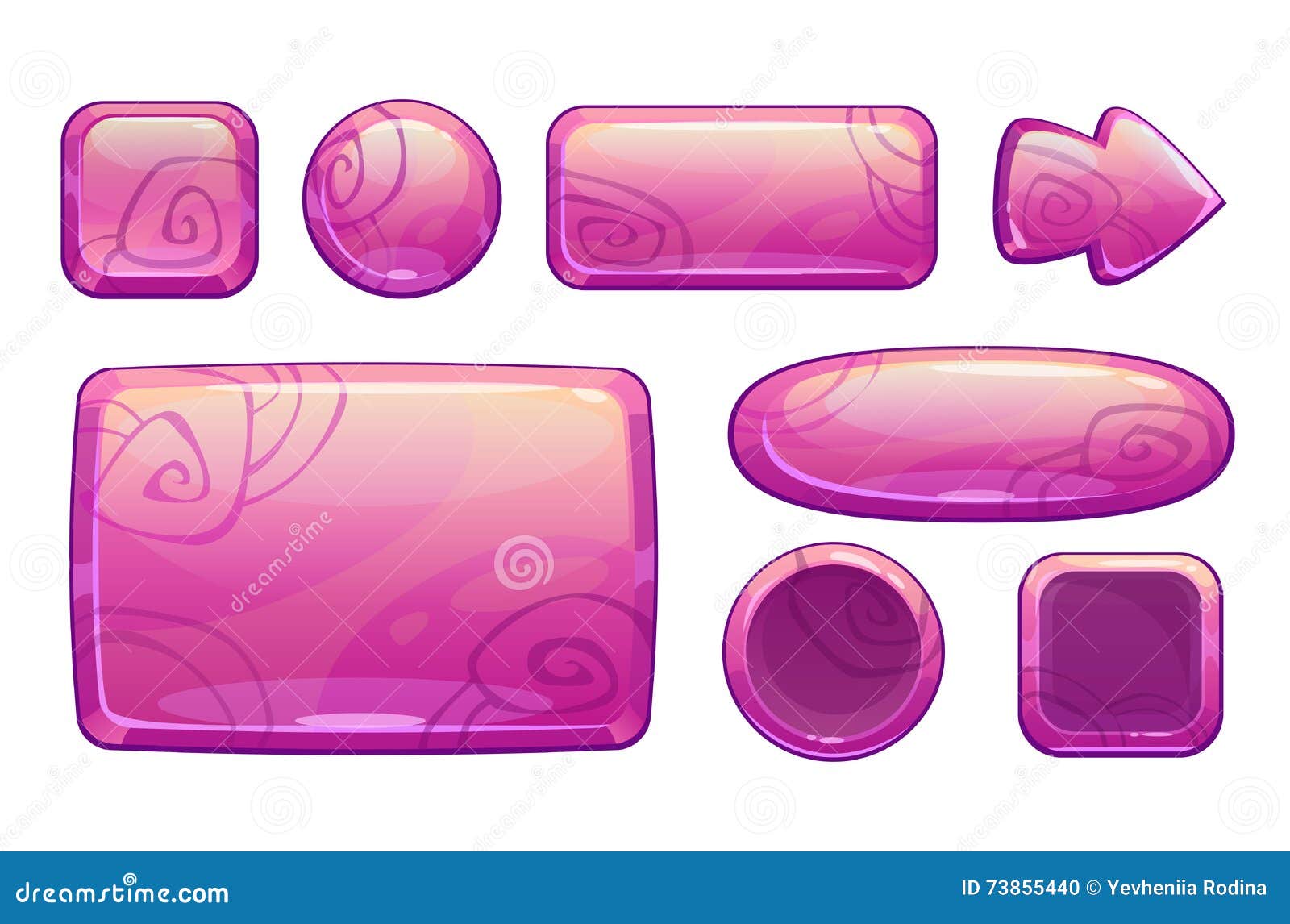 Pink Glossy Game Assets Set Stock Vector - Illustration of online ...