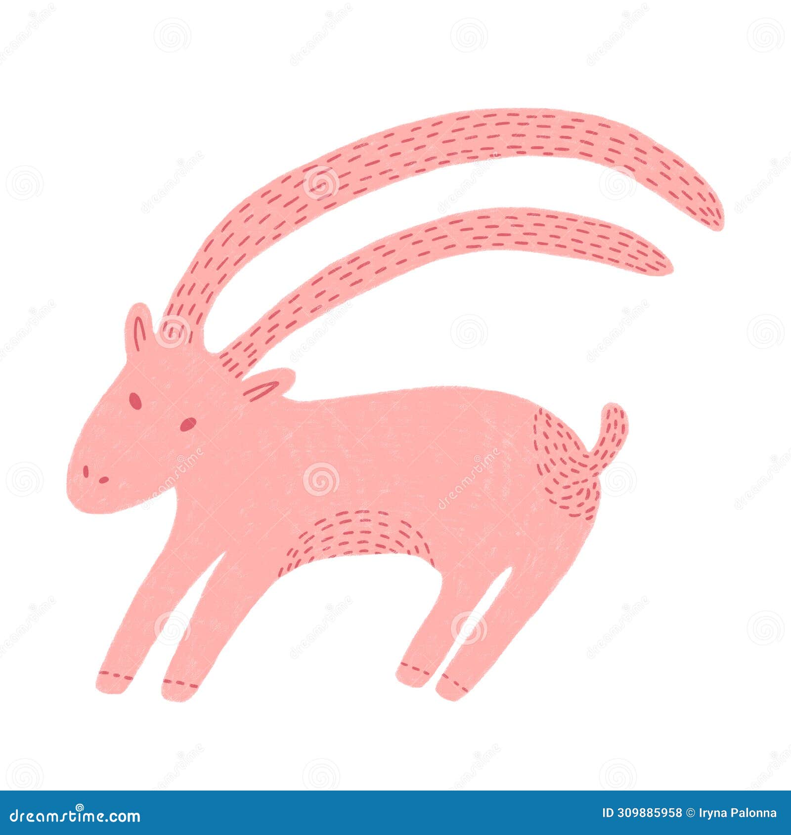 Pink Goat, Cute Character, Hand Drawn Illustration Stock Illustration ...