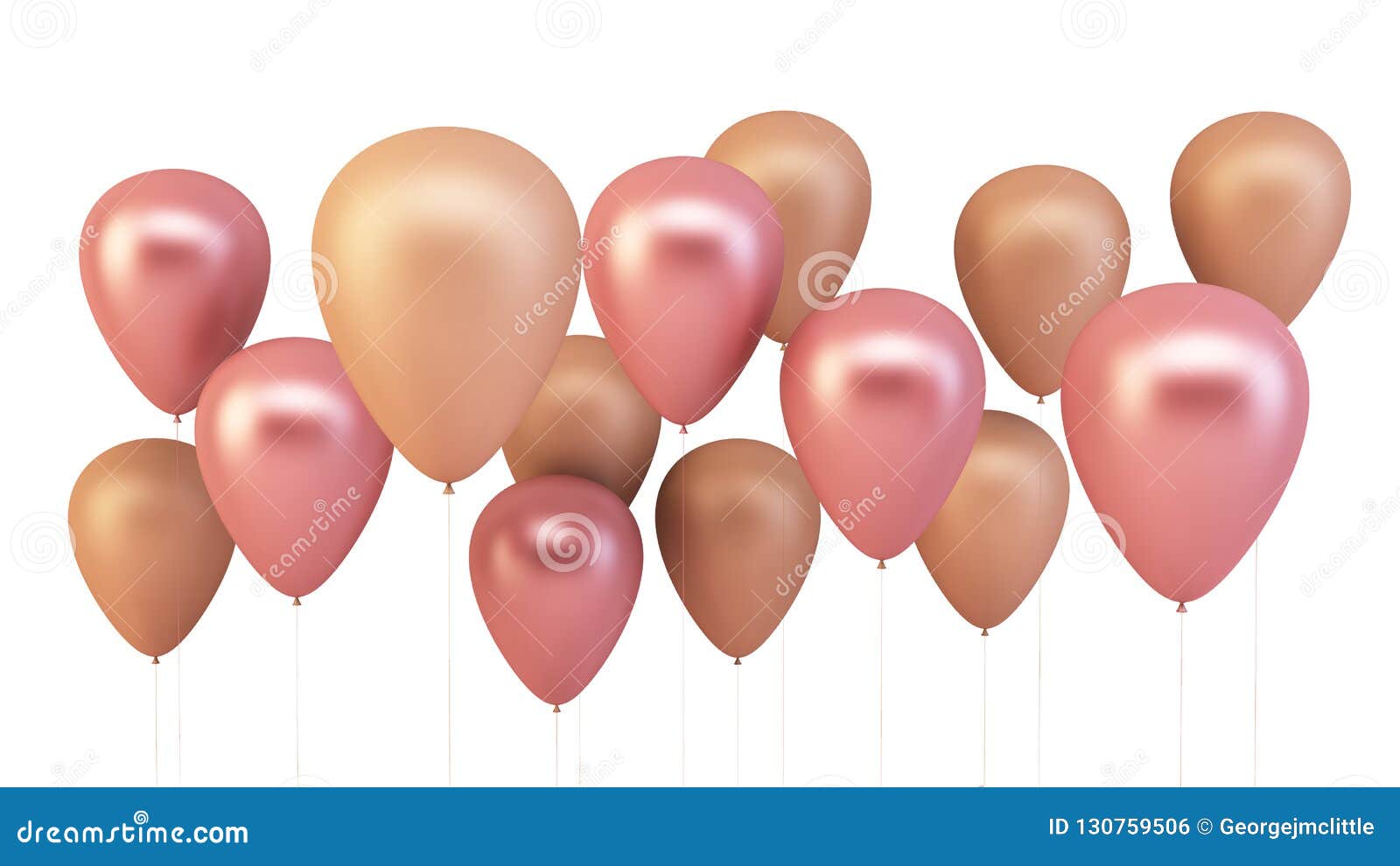 Pink and Gold Balloons Isolated Stock Illustration - Illustration of ...