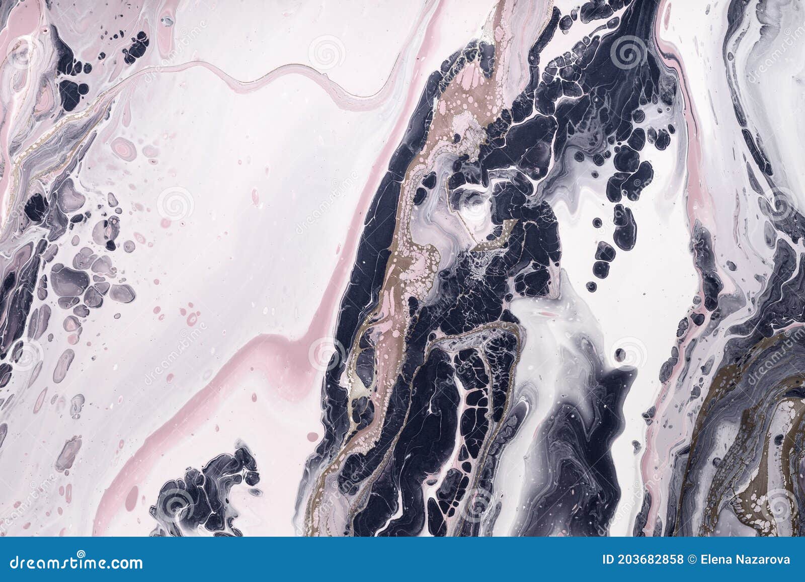 Pink, Gold and Black Waves on a White Background. Fluid Art Stock Photo ...