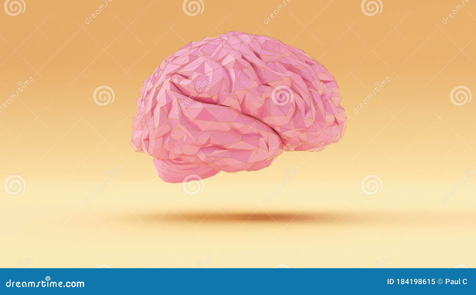 Pink Gold Cyber Brain Angular Artificial Intelligence with Warm Cream ...