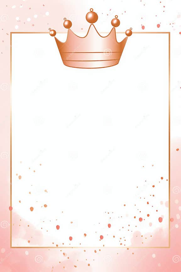 A Pink and Gold Frame with a Crown on it Stock Photo - Image of flat ...