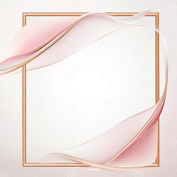A Pink and Gold Frame with a Wave Pattern on a White Background Stock ...