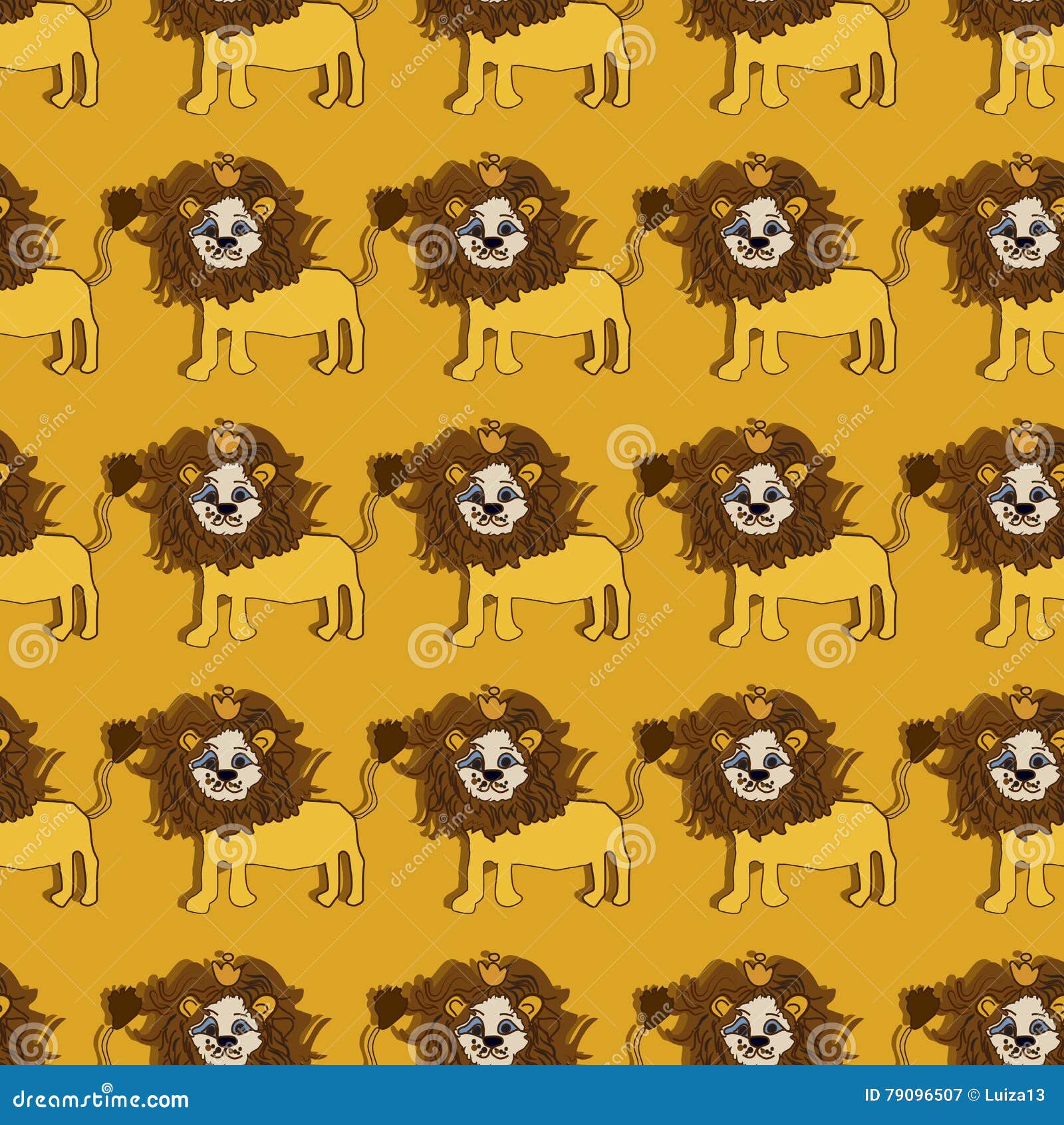 Pink Gold Lion Pattern with Magic Flower, Cartoon and Cute Stock Vector ...