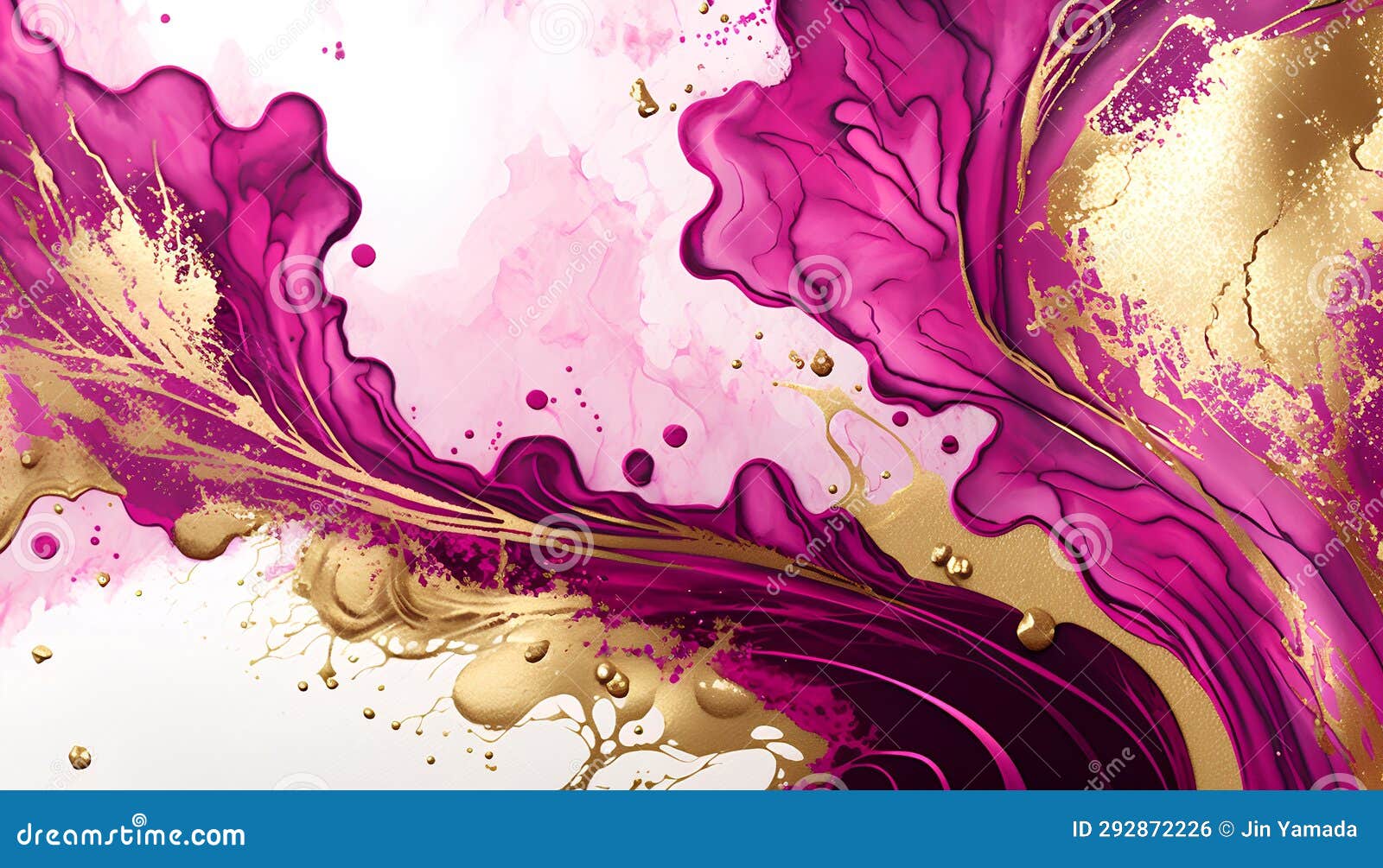 Pink and Gold Liquid Texture. Hand Drawn Marbling Artwork Stock ...