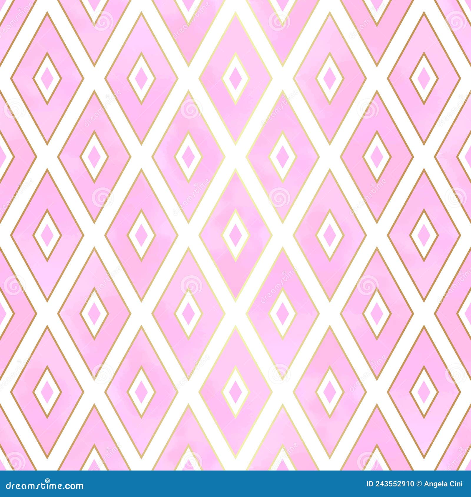 Pink Gold Seamless Pattern Vector with Geometric Rhombus Shapes Stock ...