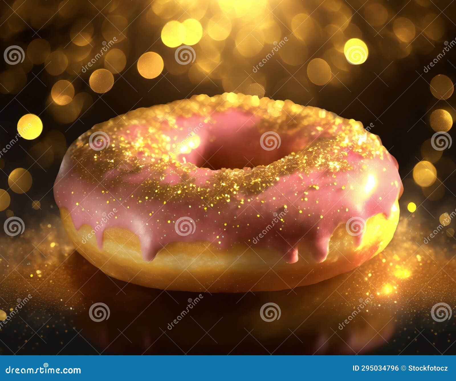 Golden Donut With Golden Glaze On Golden Background, Royalty-Free Stock ...