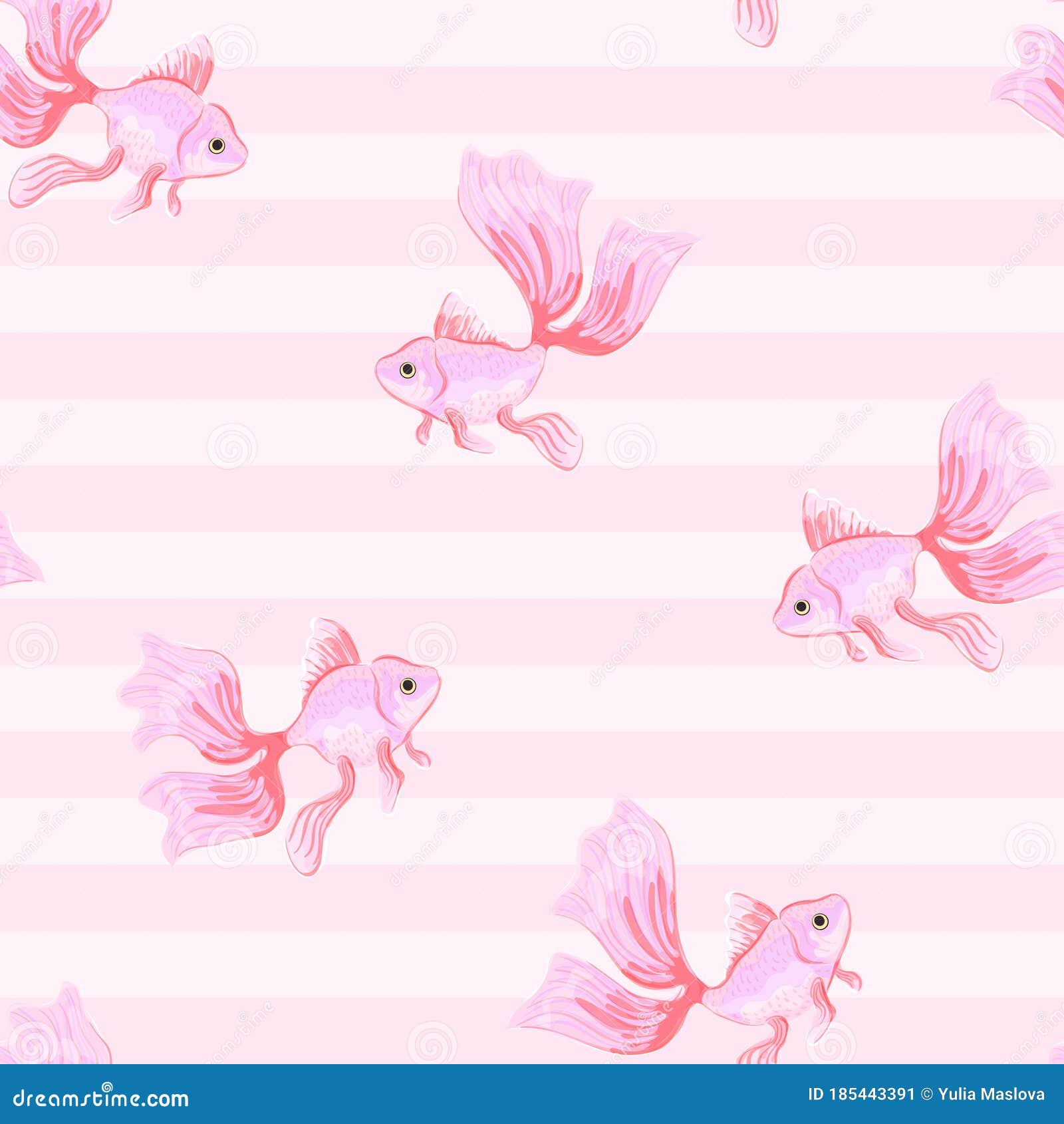Pink Goldfish. Seamless Pattern with the Image of Fish Stock Vector ...