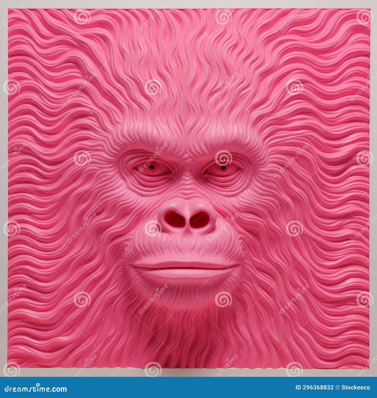 Pink Gorilla Epsilon Head Sculpture Vibrant Crayon Op Art Wall Art