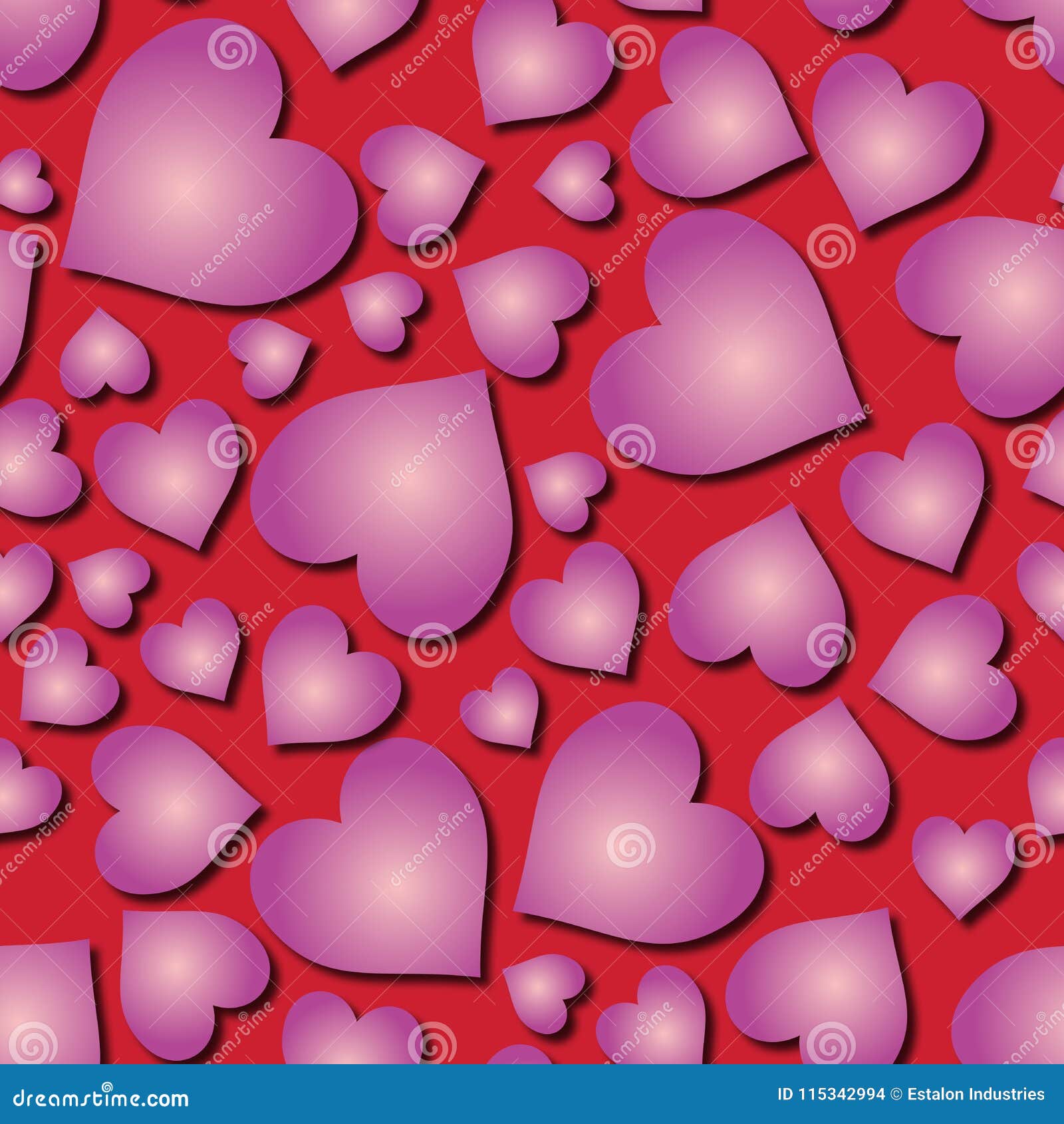 Pink Gradient on Red Random Love Heart Pattern Seamless Repeat ...