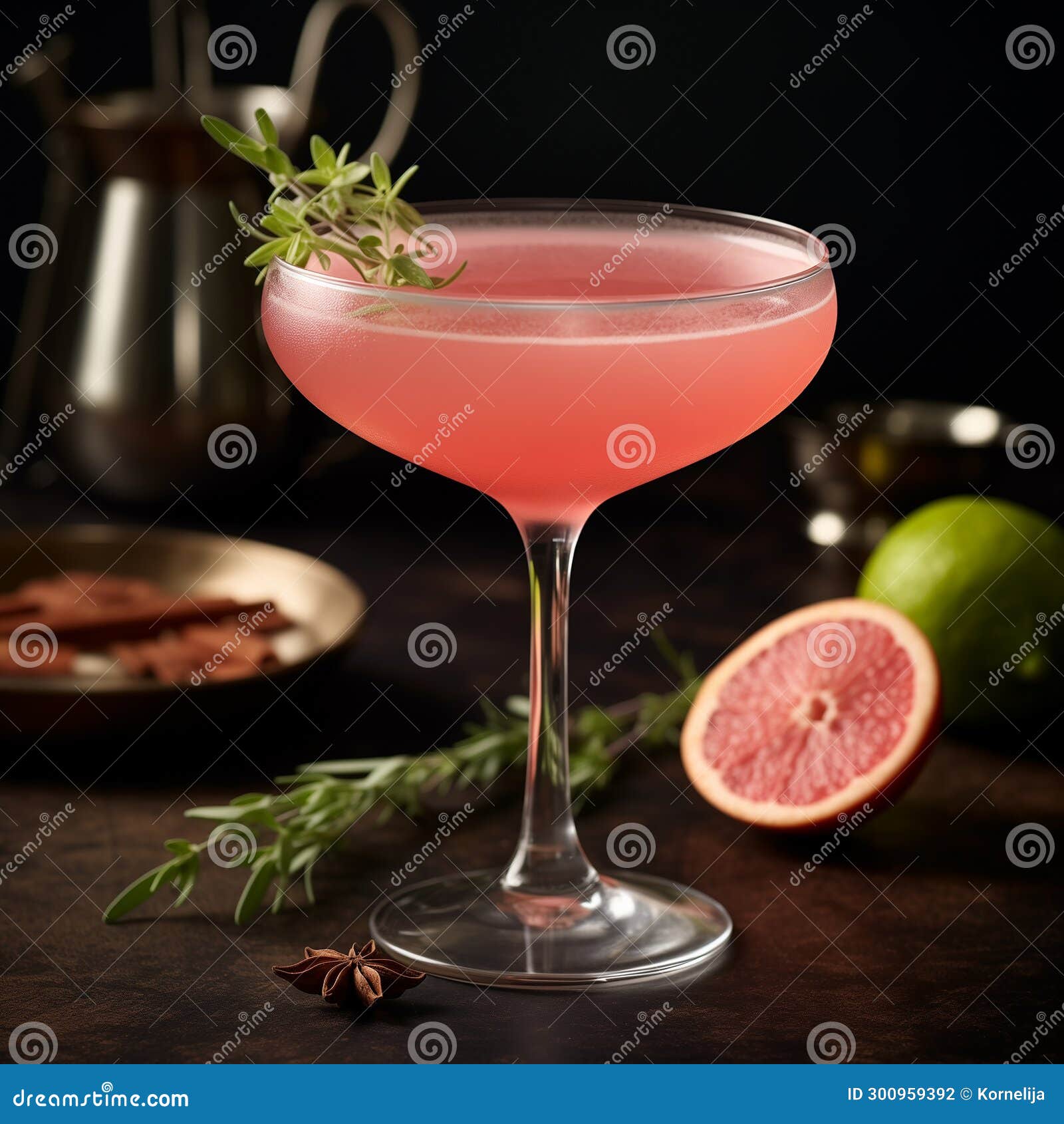 Pink Grapefruit Blush Gimlet, Front View Stock Illustration ...