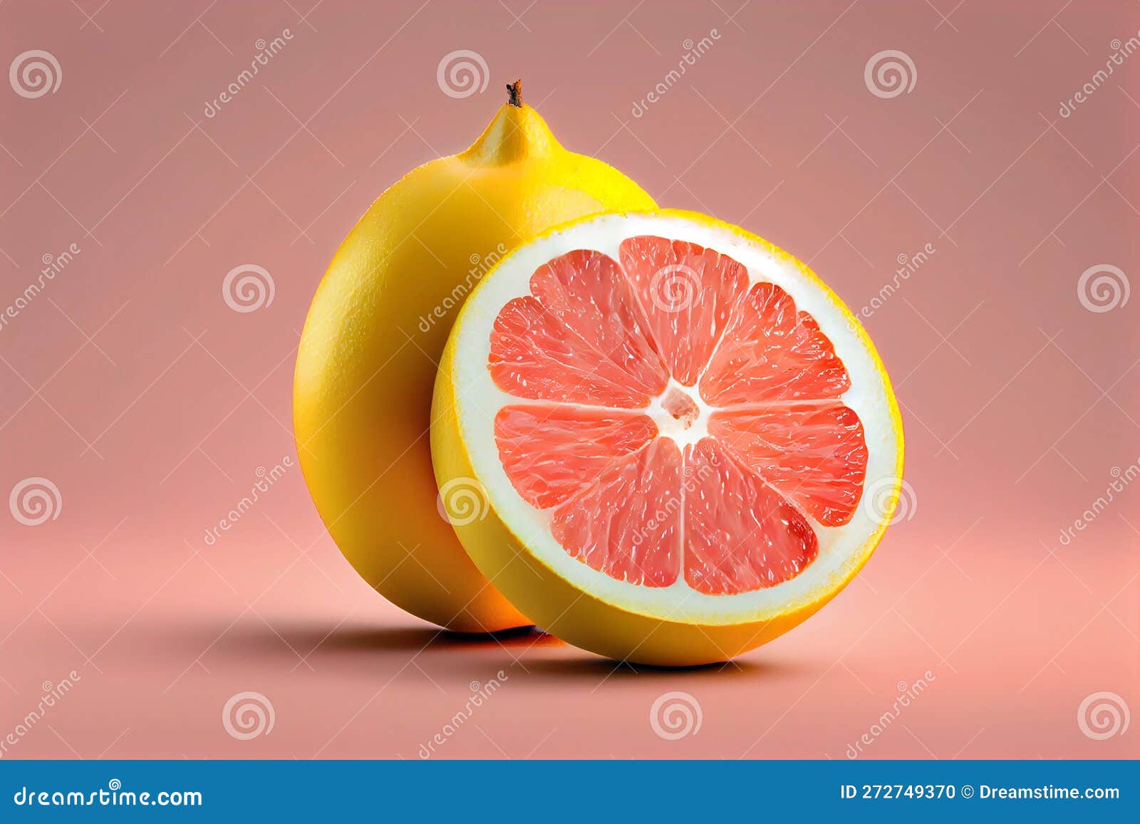 A Pink Grapefruit that Looks Like a Lemon on the Outside. Generative Ai ...