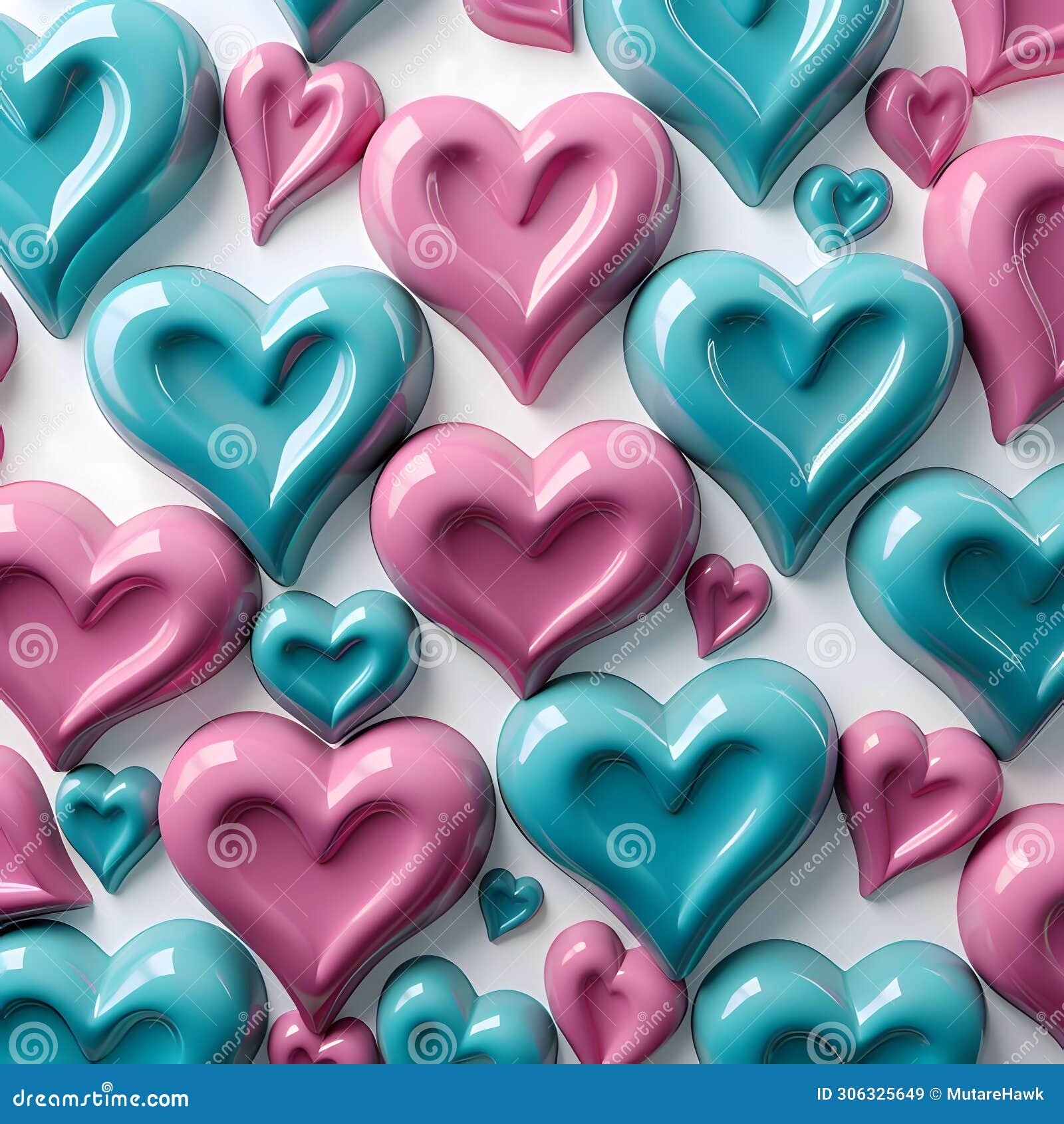 Pink and Green Hearts with Gloss As Abstract Background, Wallpaper ...