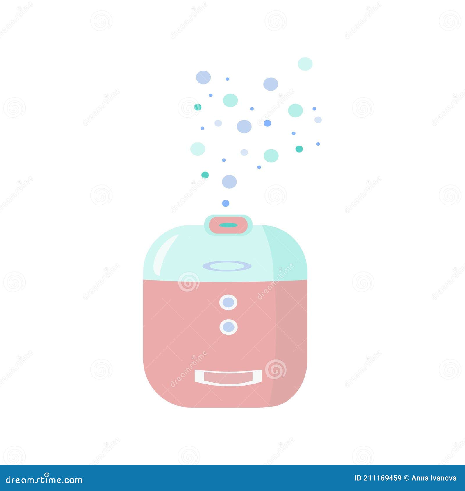 Pink Green Humidifier Cartoon Isolated Illustration. Stock Vector ...