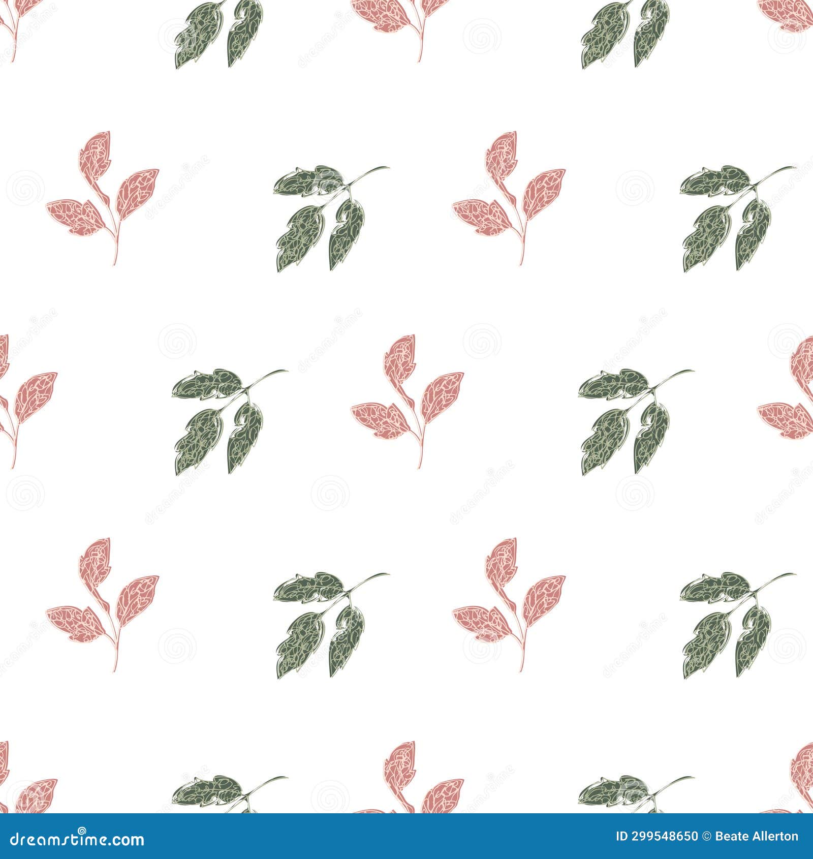 Pink Green Leaf Vector Seamless Background Pattern. Spring Backdrop ...