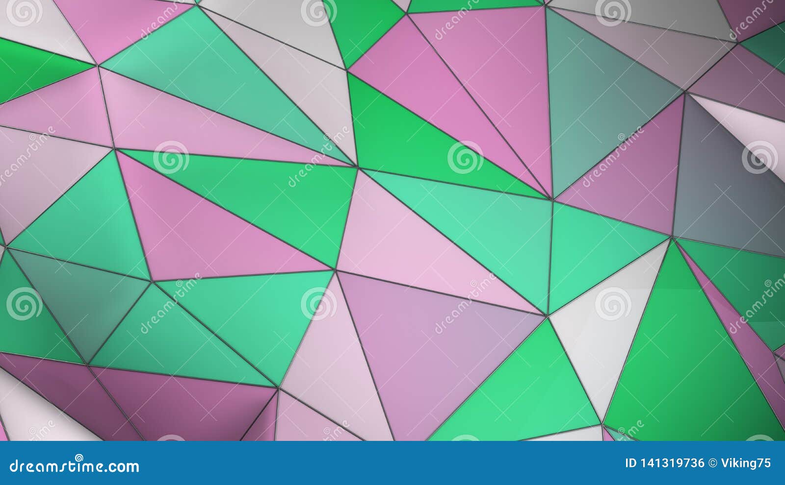 Pink and Green Plexus Abstract Geometric Background with Triangles 3d ...