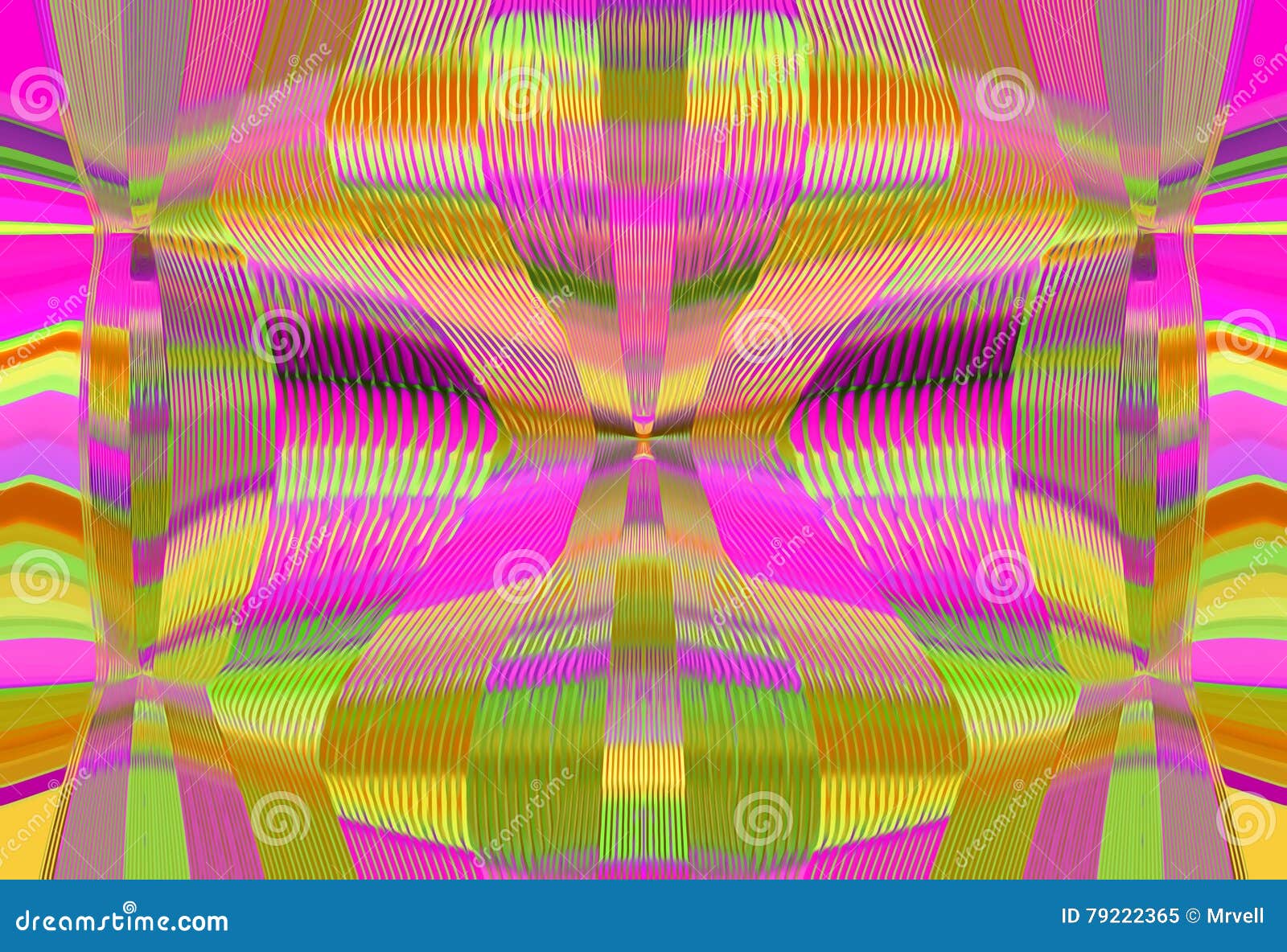Pink Green and Yellow Lines Drawing Abstract Stock Illustration ...