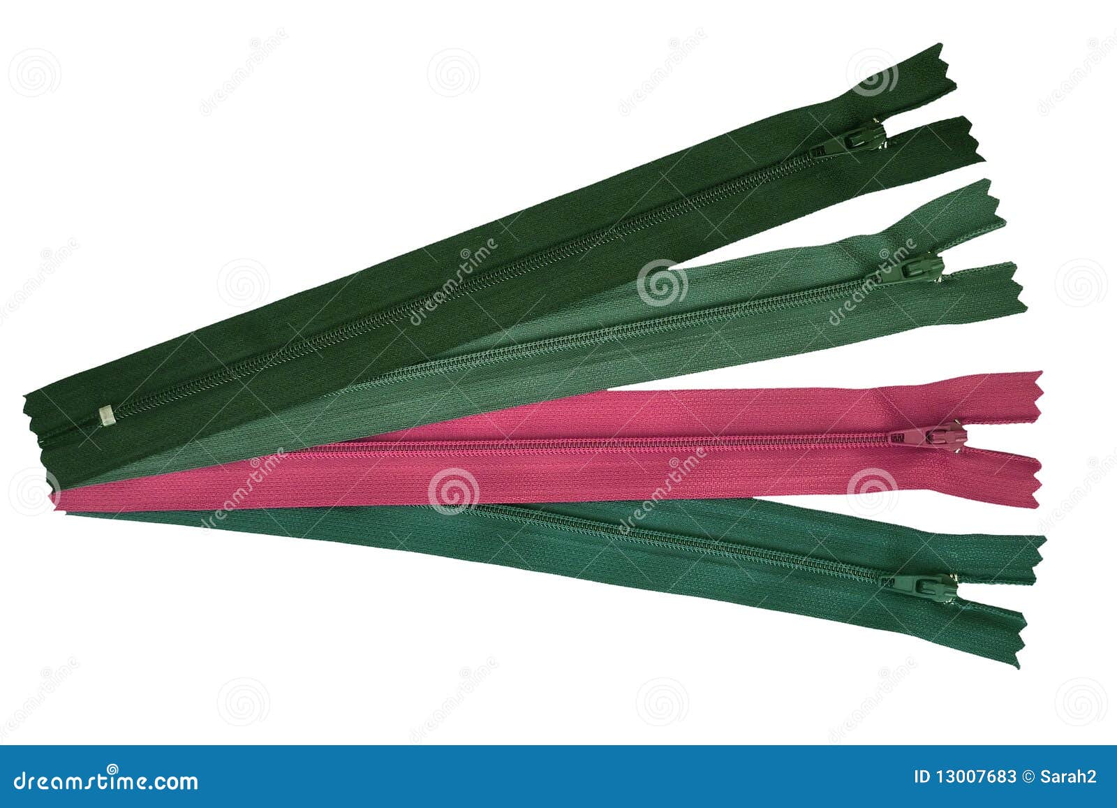 Pink and Green Zips/zippers Stock Image - Image of mend, sewing: 13007683