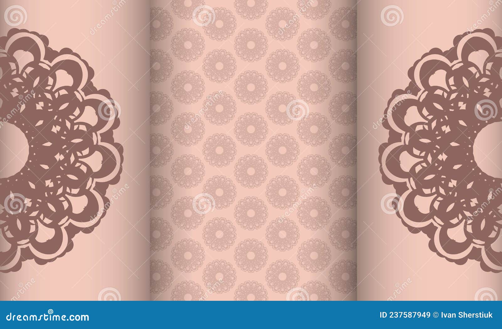 Pink Greeting Card with Indian Pattern for Your Design. Stock Vector ...