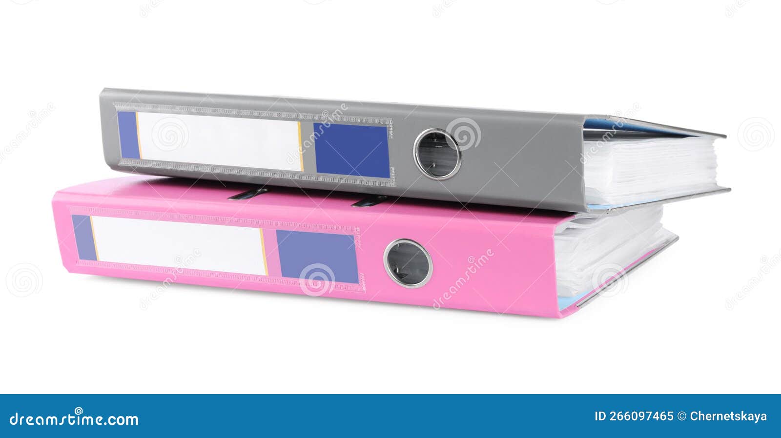 Pink and Grey Office Folders Isolated on White Stock Image - Image of ...