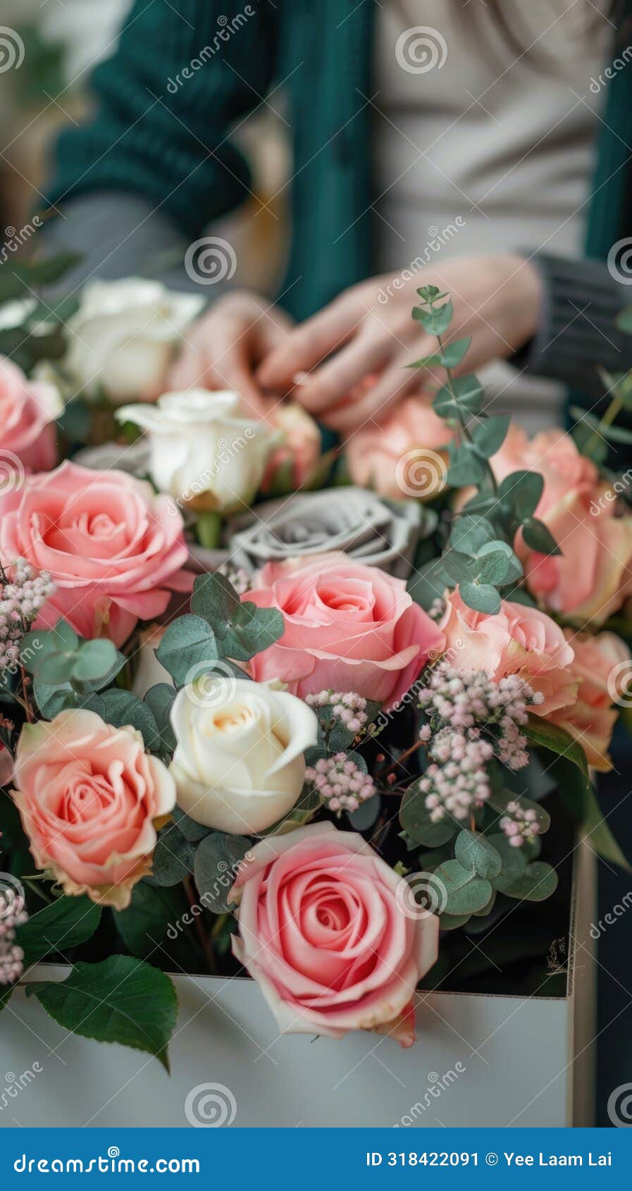 Pink and Grey Roses Box, Ai Stock Image - Image of bouquet, arrangement ...