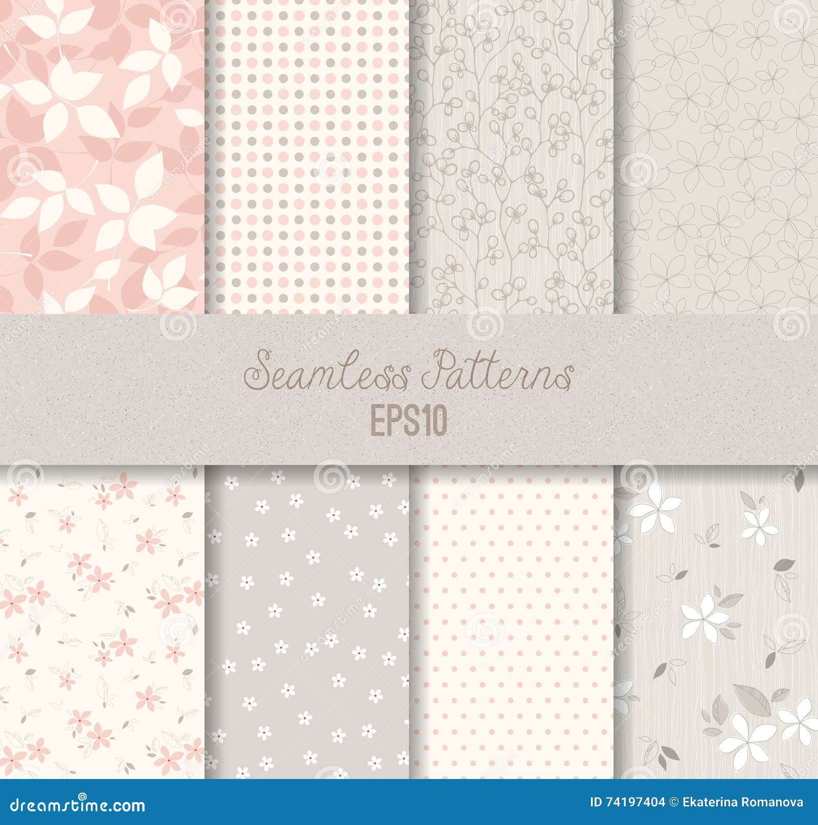Pink Grey Seamless Patterns Stock Vector - Illustration of pattern ...