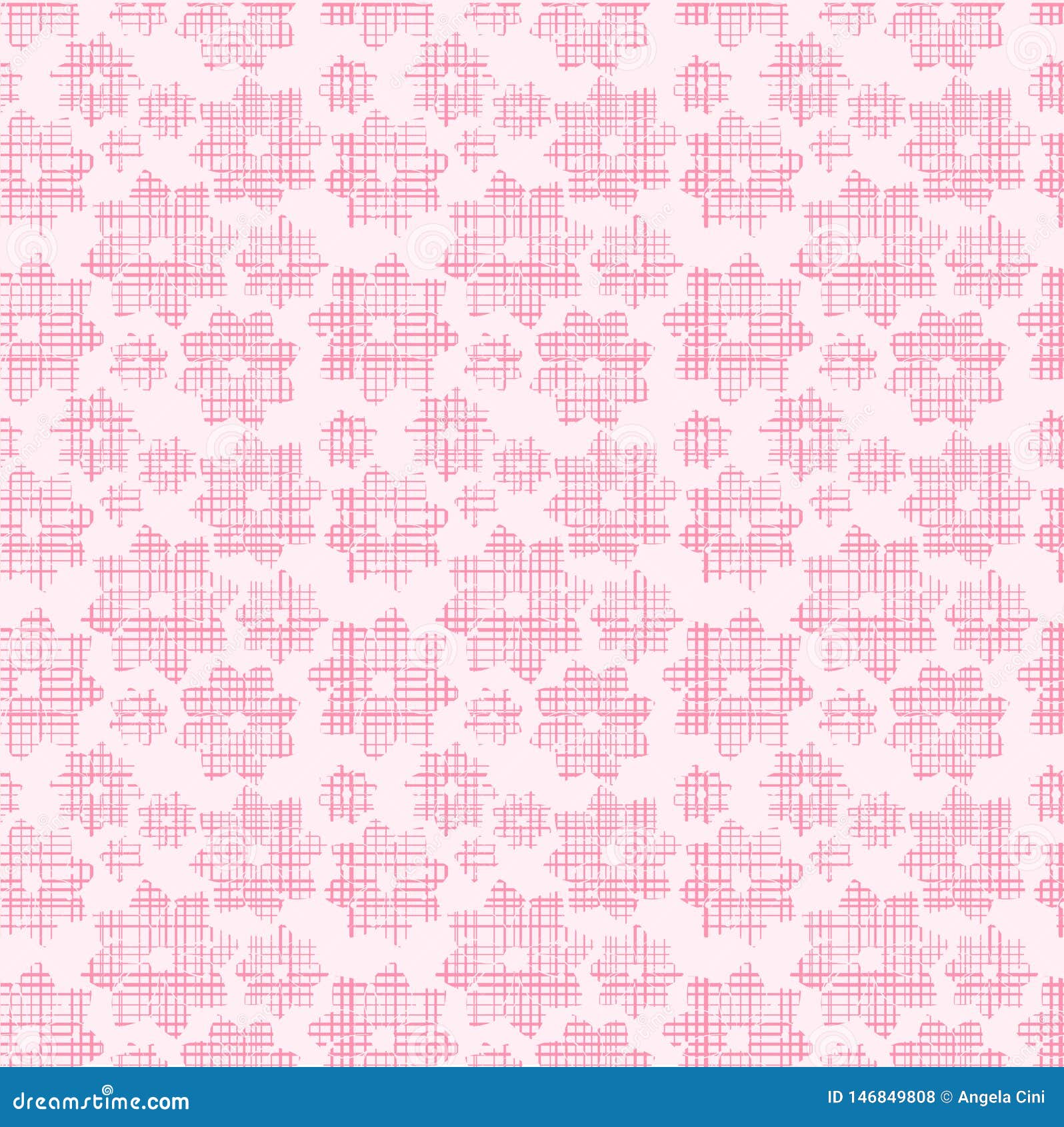 Pink Grid Flower Pattern stock vector. Illustration of repeating ...