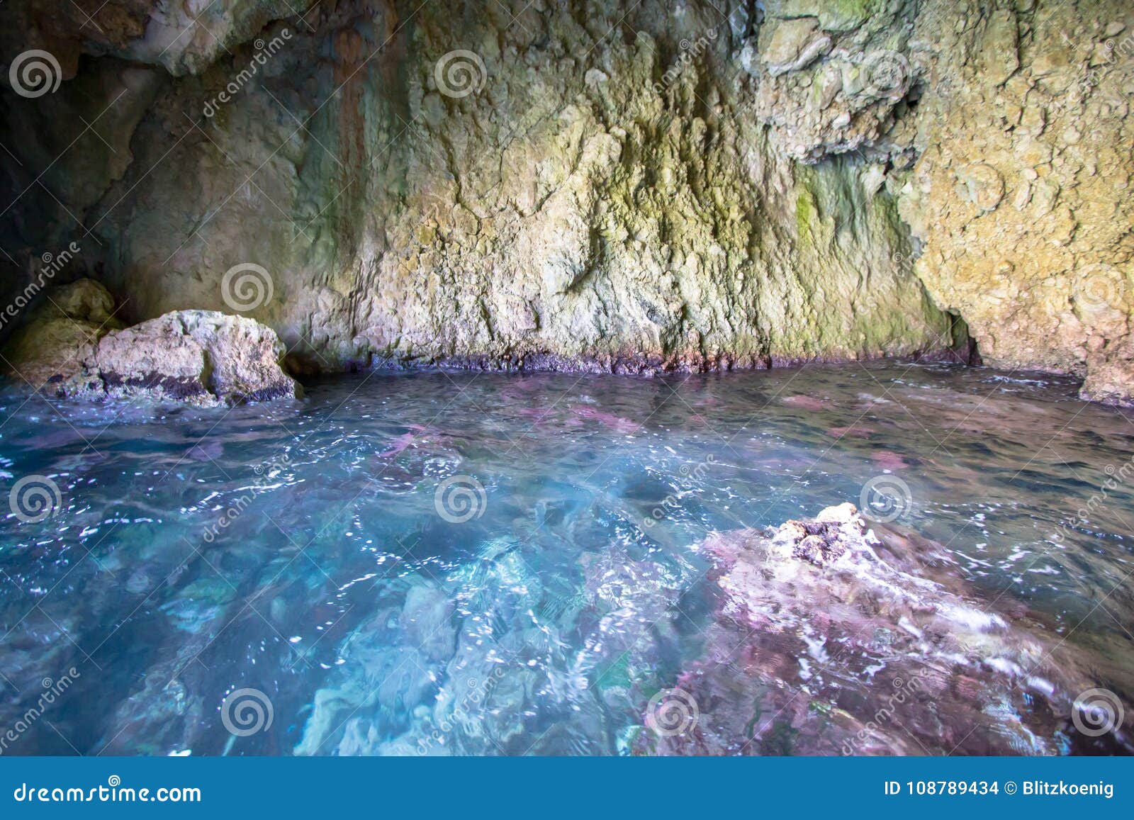 Pink grotto, Corfu, Greece stock photo. Image of corfu - 108789434