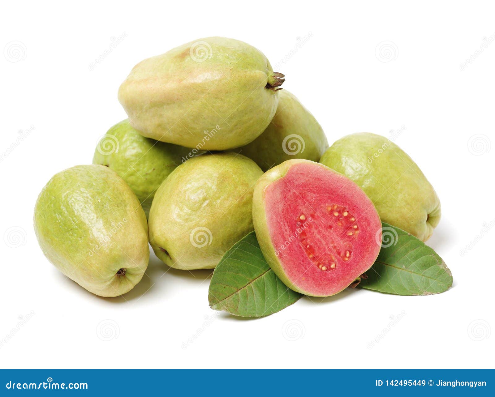 Pink guava stock image. Image of backgrounds, pink, green - 142495449