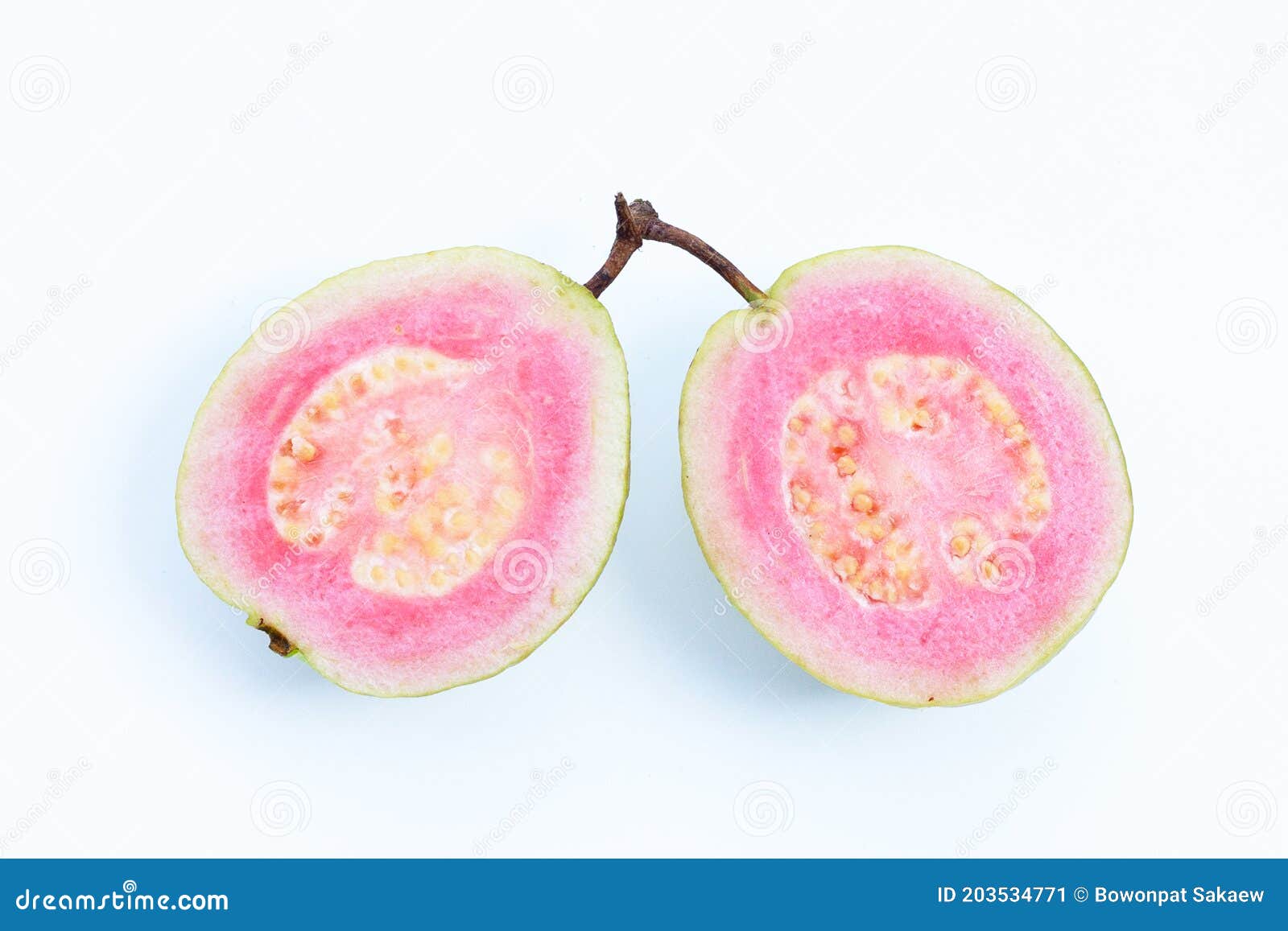 Pink Guava on White Background Stock Image - Image of background, leave ...