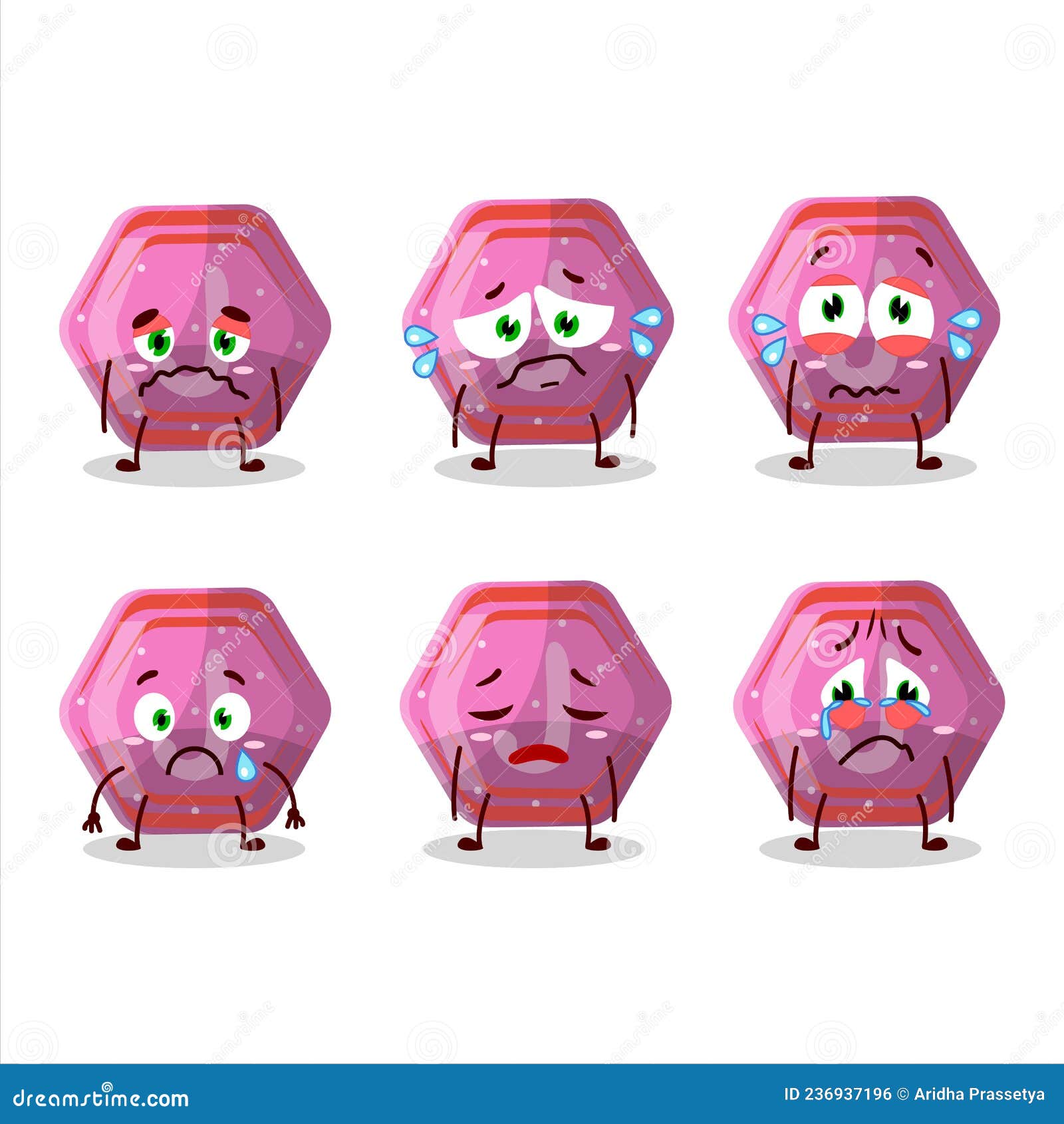 Pink Gummy Candy J Cartoon Character with Sad Expression Stock Vector ...