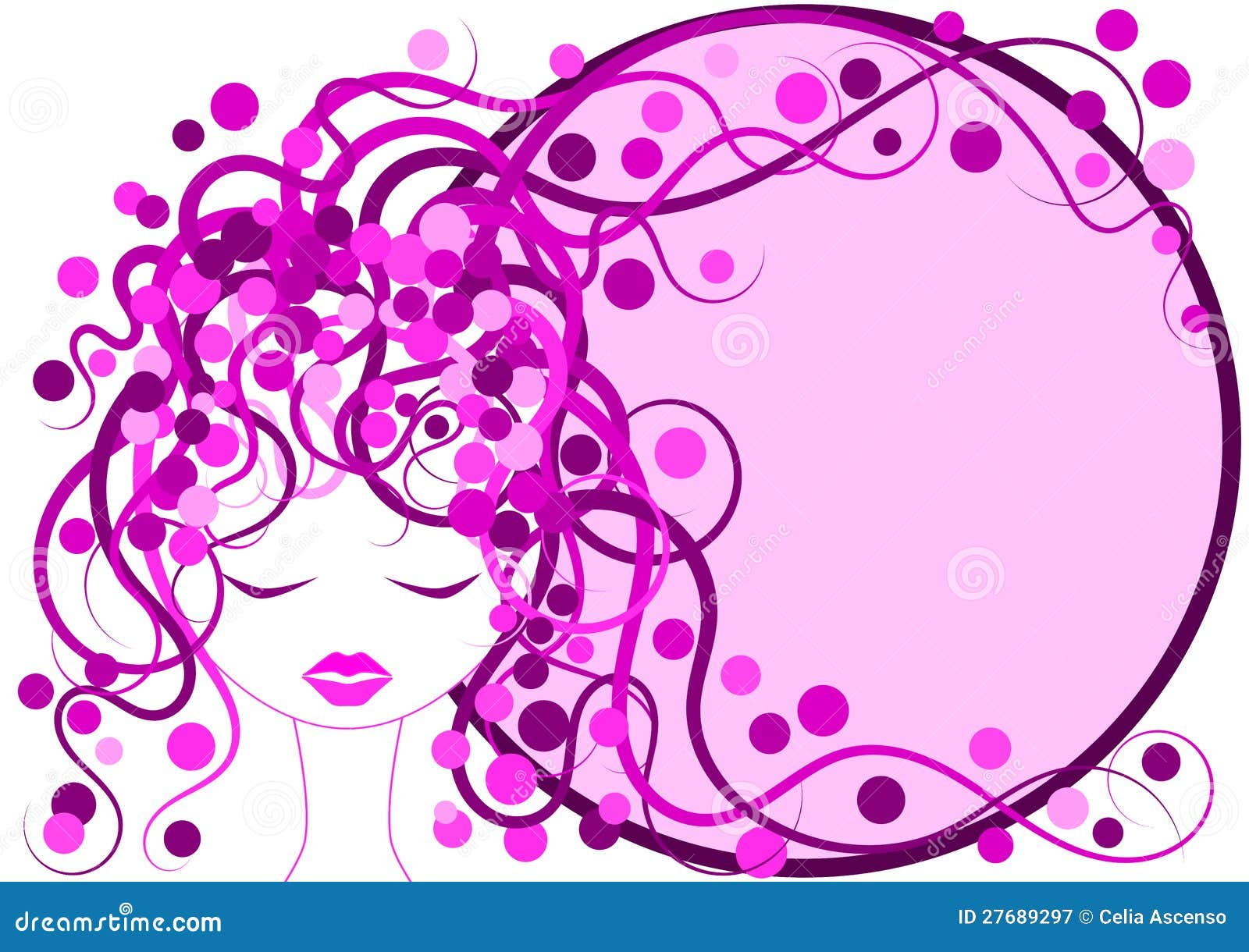 Pink Hair Girl Frame Border Stock Illustration - Illustration of ...