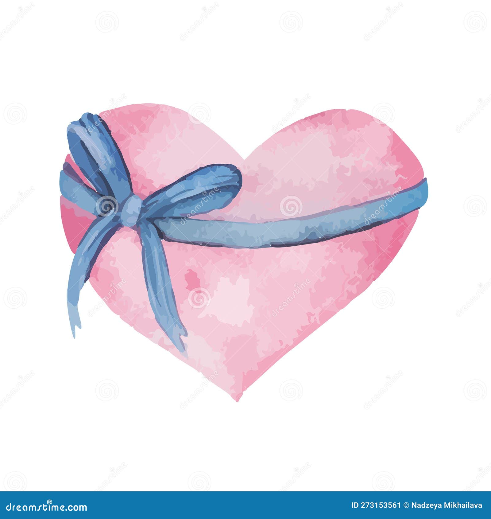 Pink Hand Drawn Heart with a Bow, Vector Illustration without ...