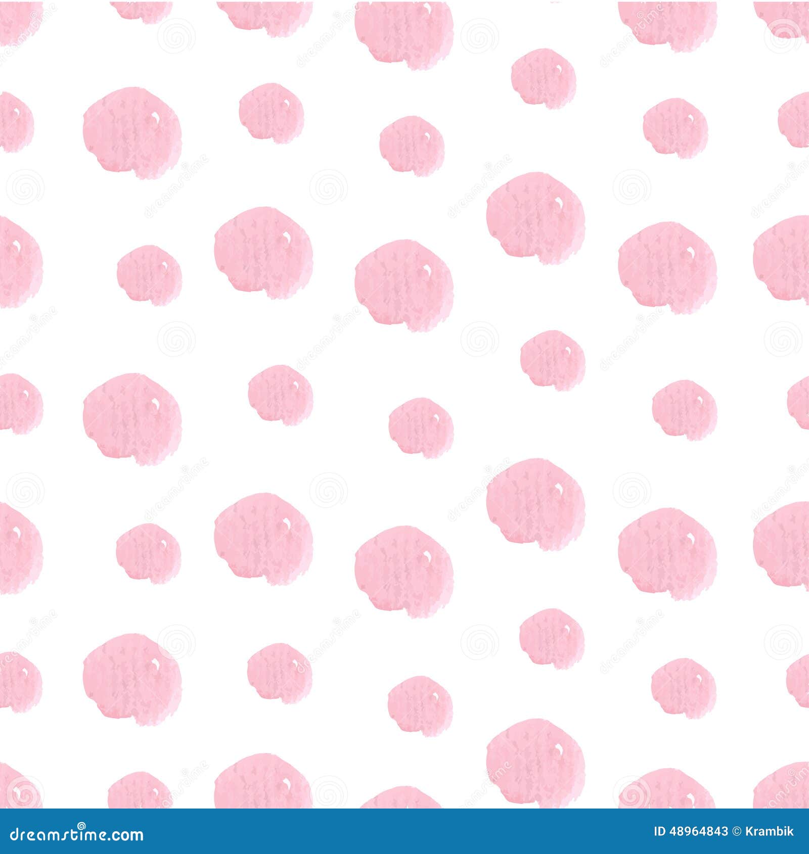 Pink Hand Drawn Watercolor Polka Dot Seamless Stock Vector ...